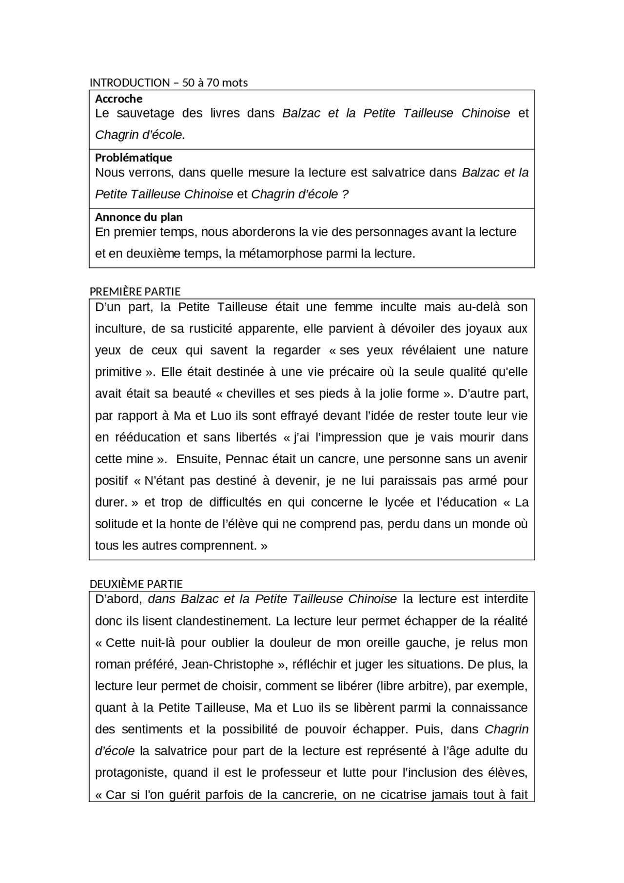 Essay Frances de libros o temas | Ejercicios de Francés | Docsity