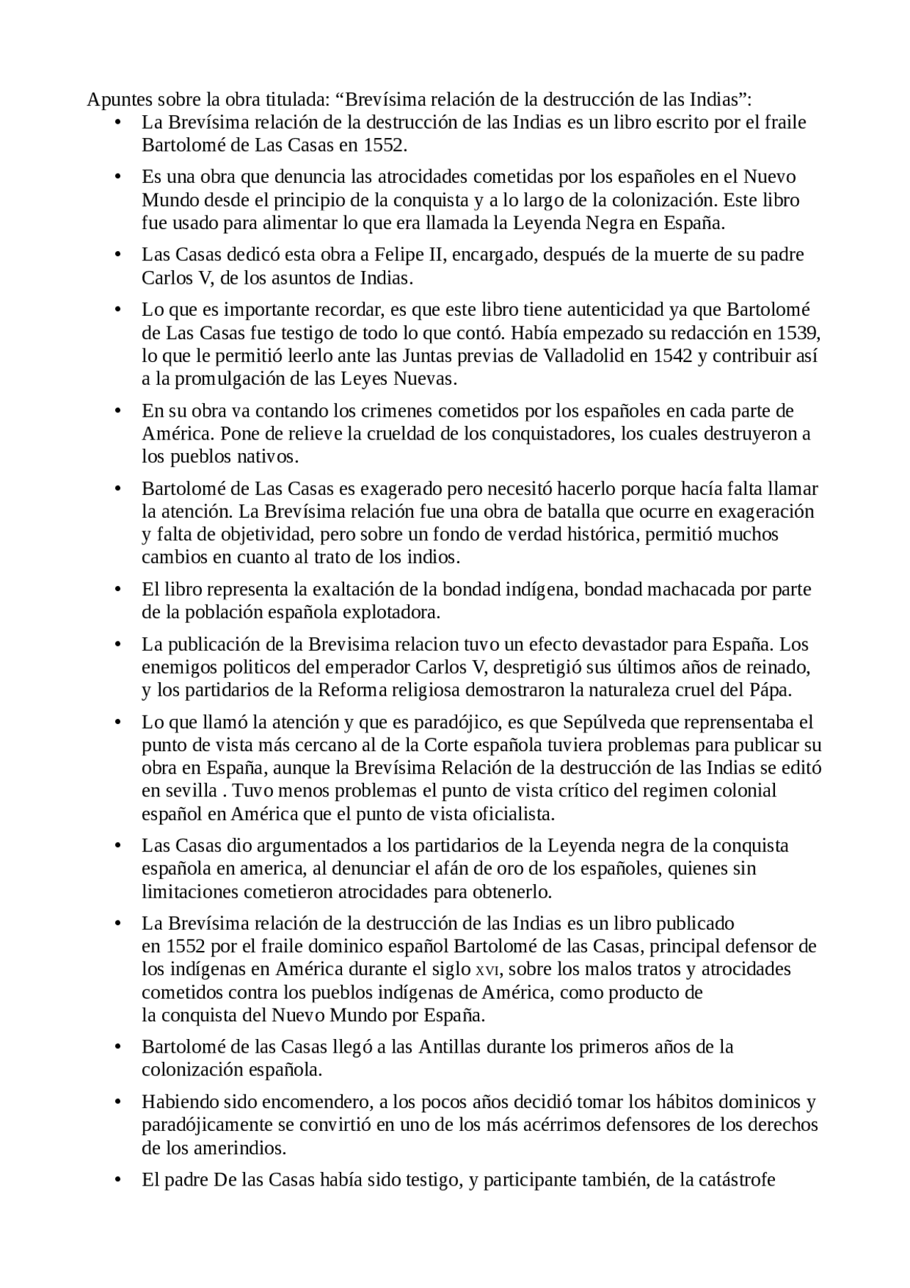 Bartolomé de las casas | Appunti di Spagnolo | Docsity