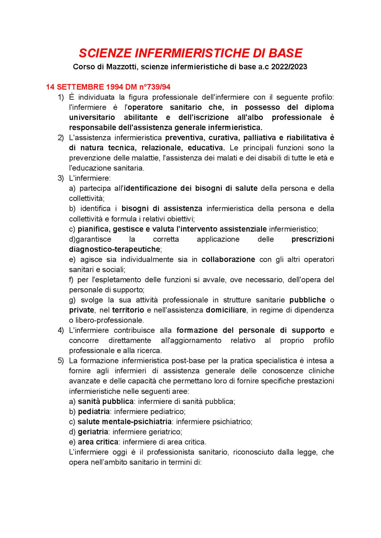 Scienze Infermieristiche Di Base Appunti Di Infermieristica Docsity