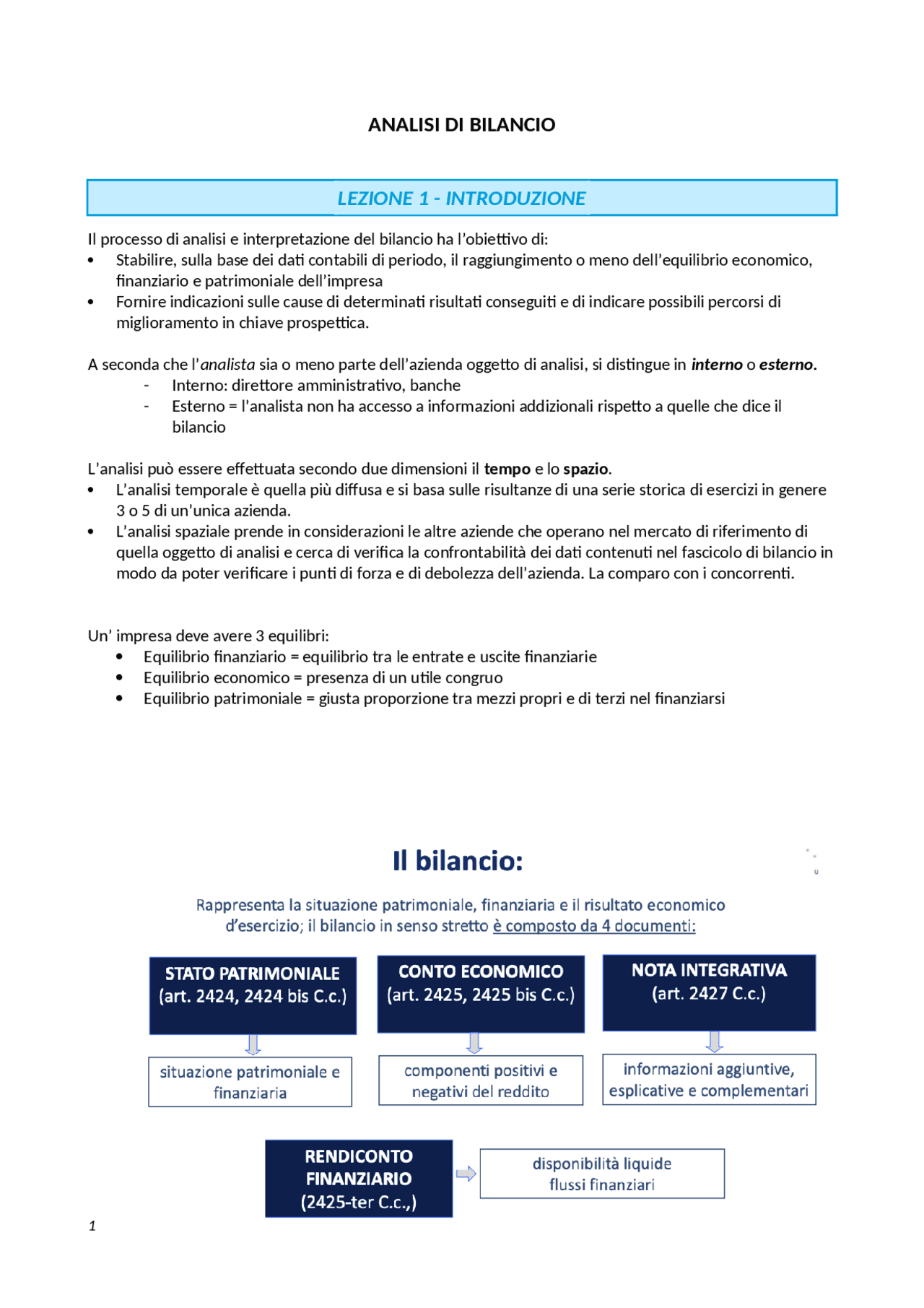 Analisi Di Bilancio Appunti Appunti Di Analisi Di Bilancio E Principi