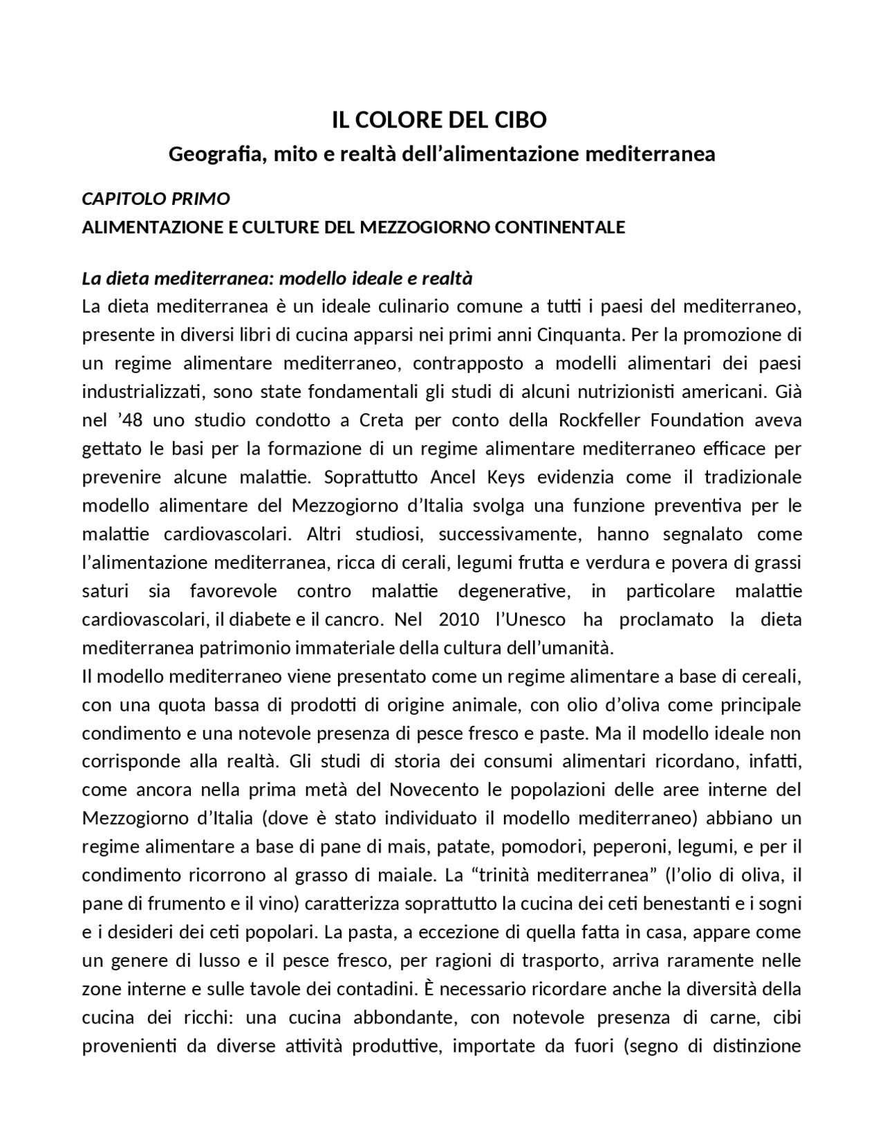Il colore del cibo - Vito Teti | Sintesi del corso di Antropologia ...
