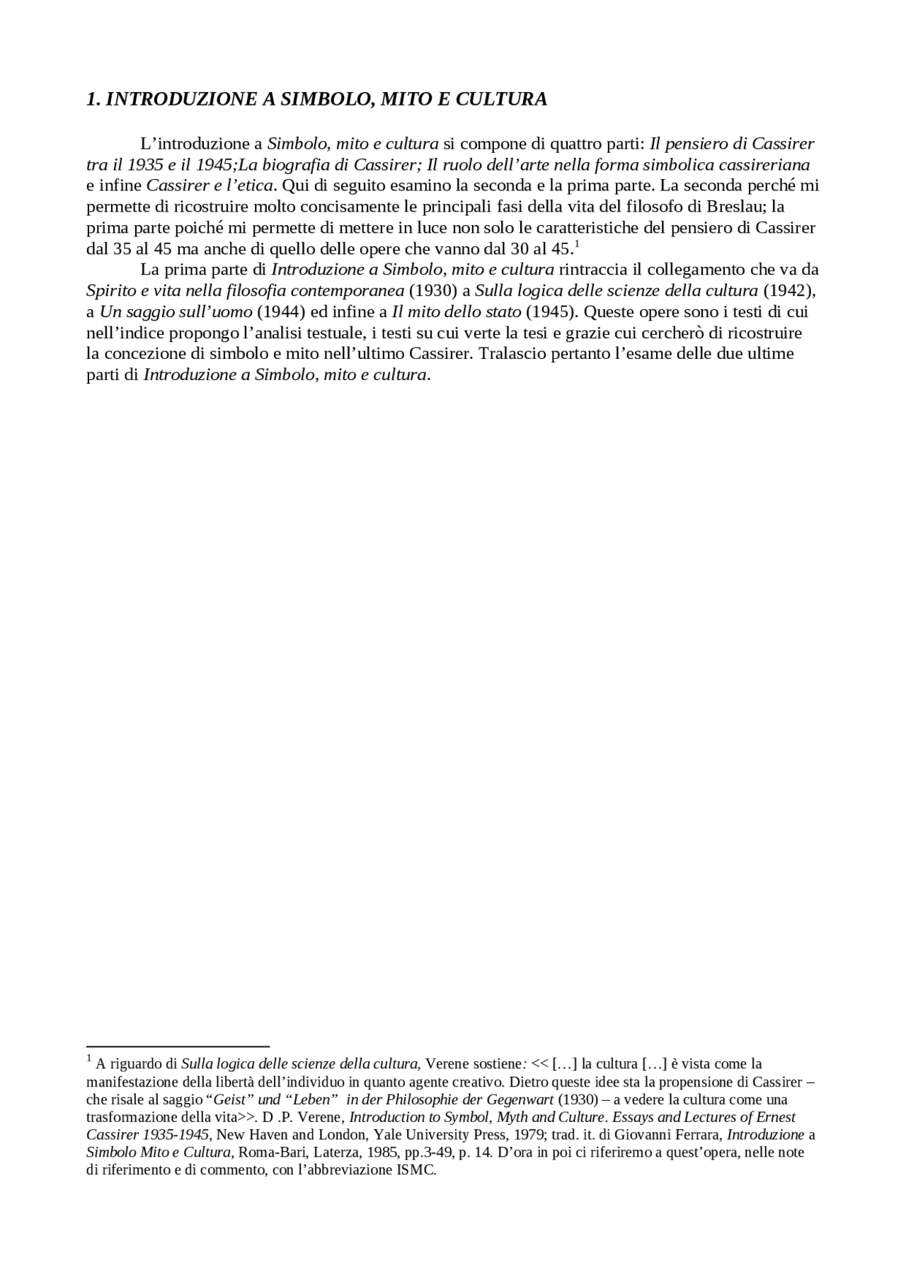 Introduzione Agli Scritti Dellesilio Di Cassirer Sintesi Del Corso