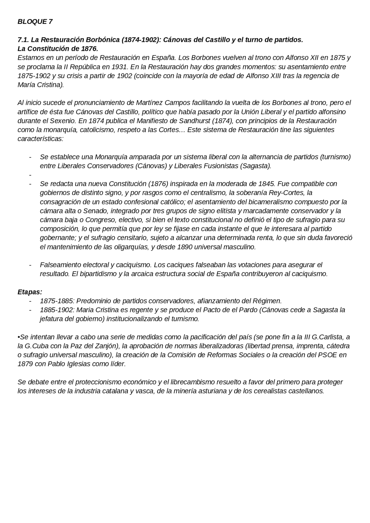 Bloque 7 Historia De EspaÑa Resúmenes De Historia De España Docsity