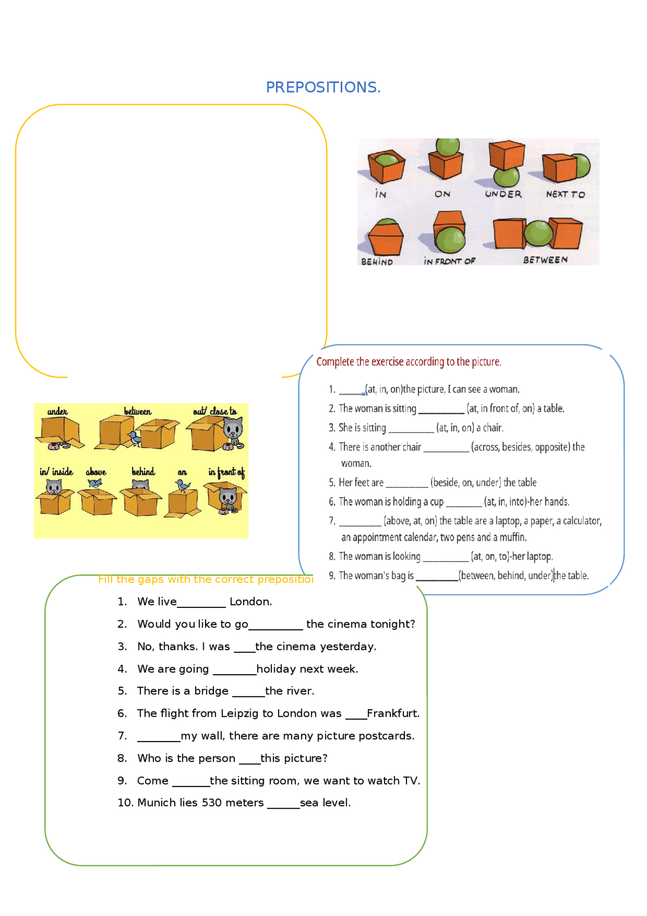 Ejercicios De Preposiciones En Inglés / Exercise On Prepositions – IWZX