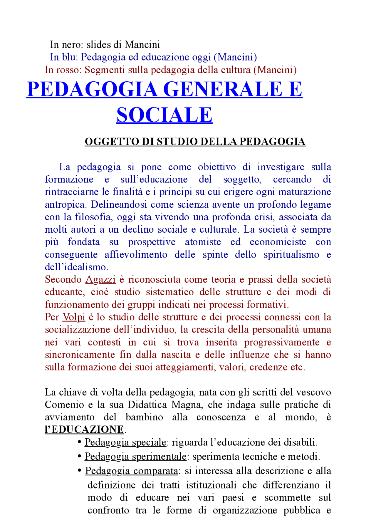 Pedagogia Mancini Ecampus Riassunto Slide Appunti Di Pedagogia Docsity