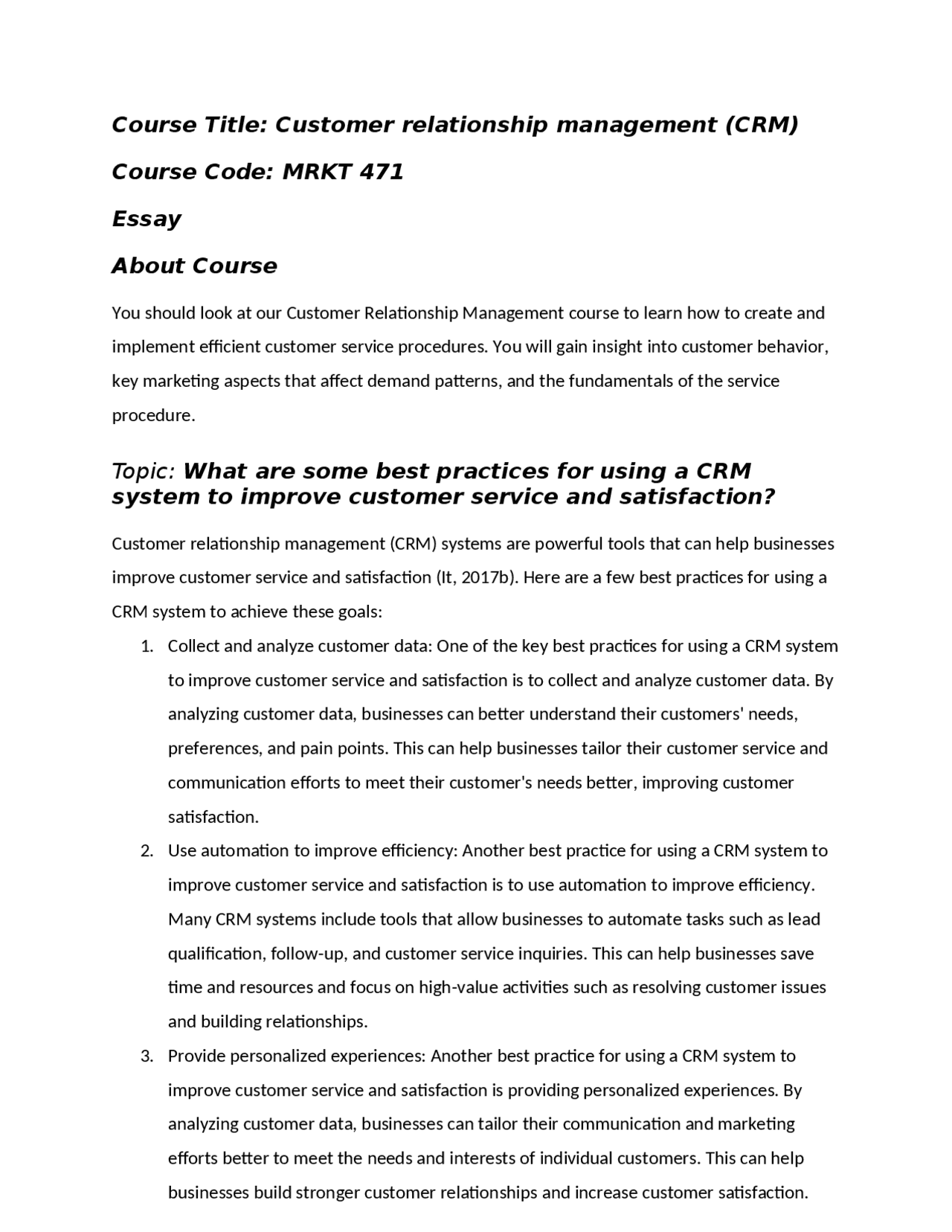 What are some best practices for using a CRM system to improve customer ...