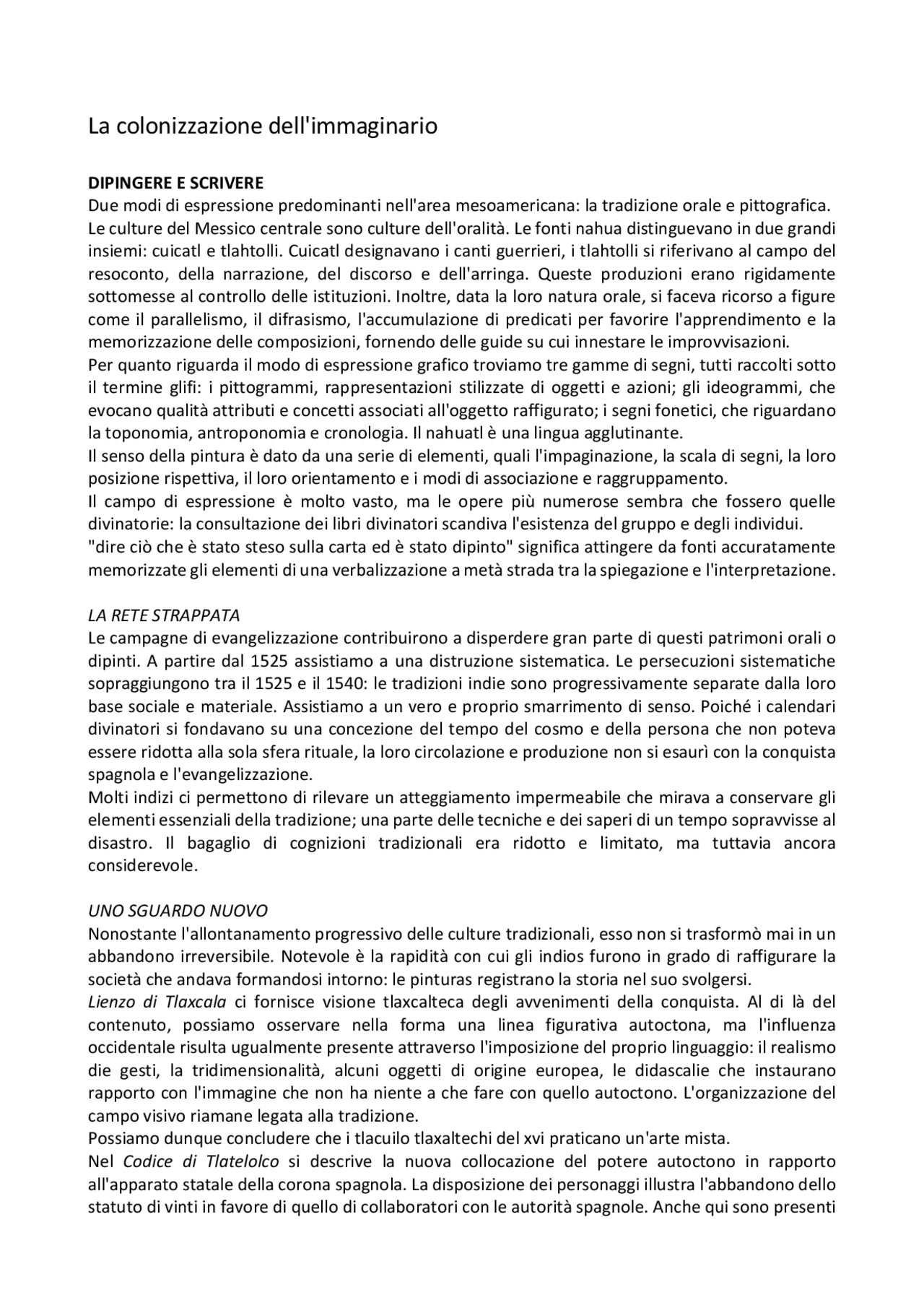 Riassunti La colonizzazione dell'immaginario | Sintesi del corso di ...