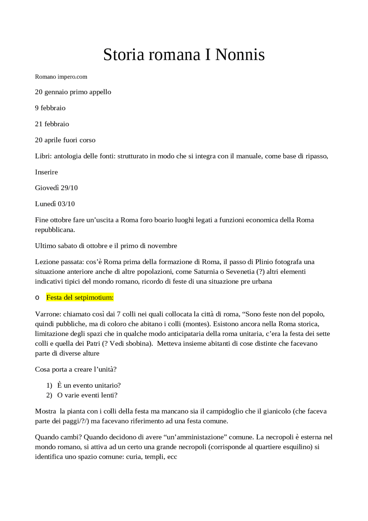 Appunti Di Storia Romana Appunti Di Storia Romana Docsity