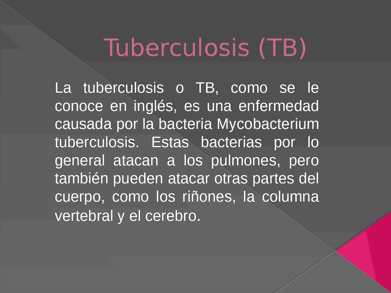 Tuberculosis: Causas, Epidemia y Fisiopatología | Diapositivas de ...