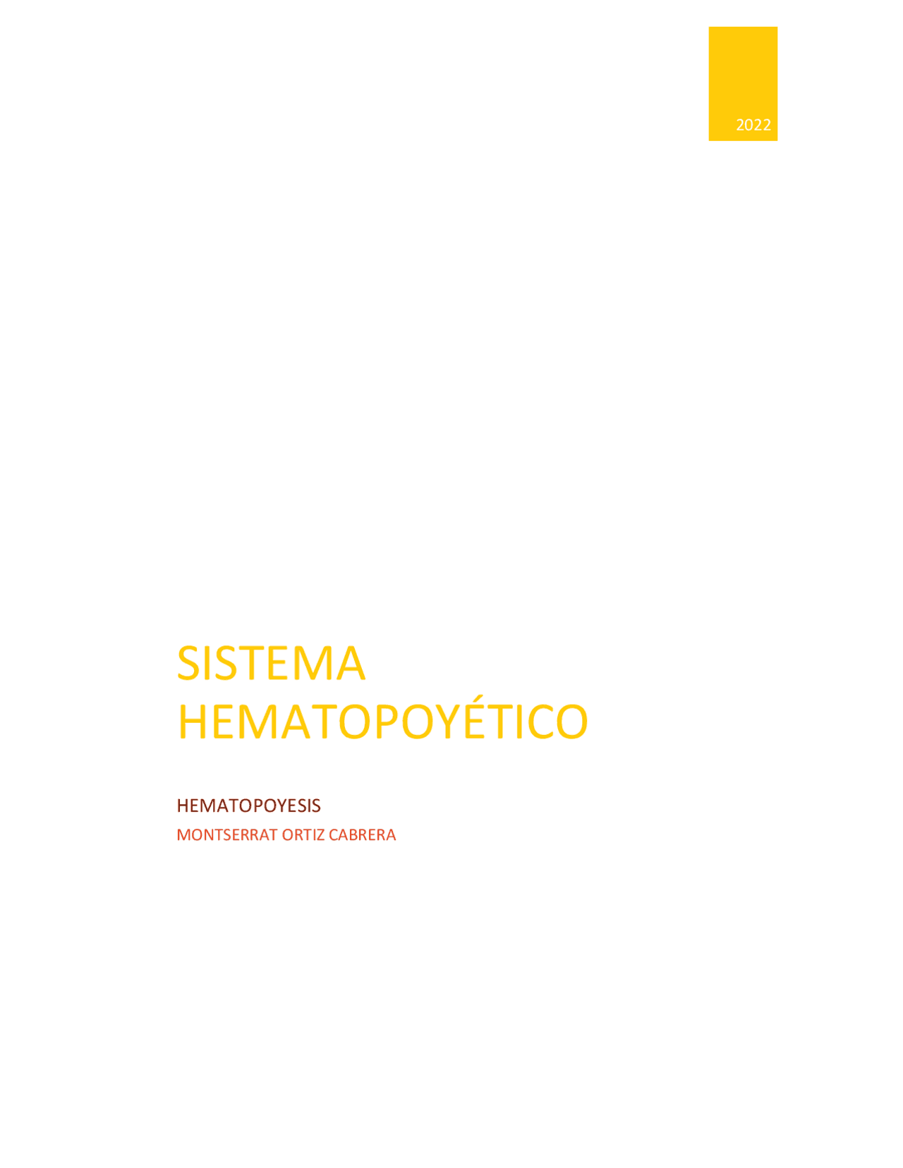 Hematopoyesis Sistema HematopoyÉtico Apuntes De Hematología Docsity