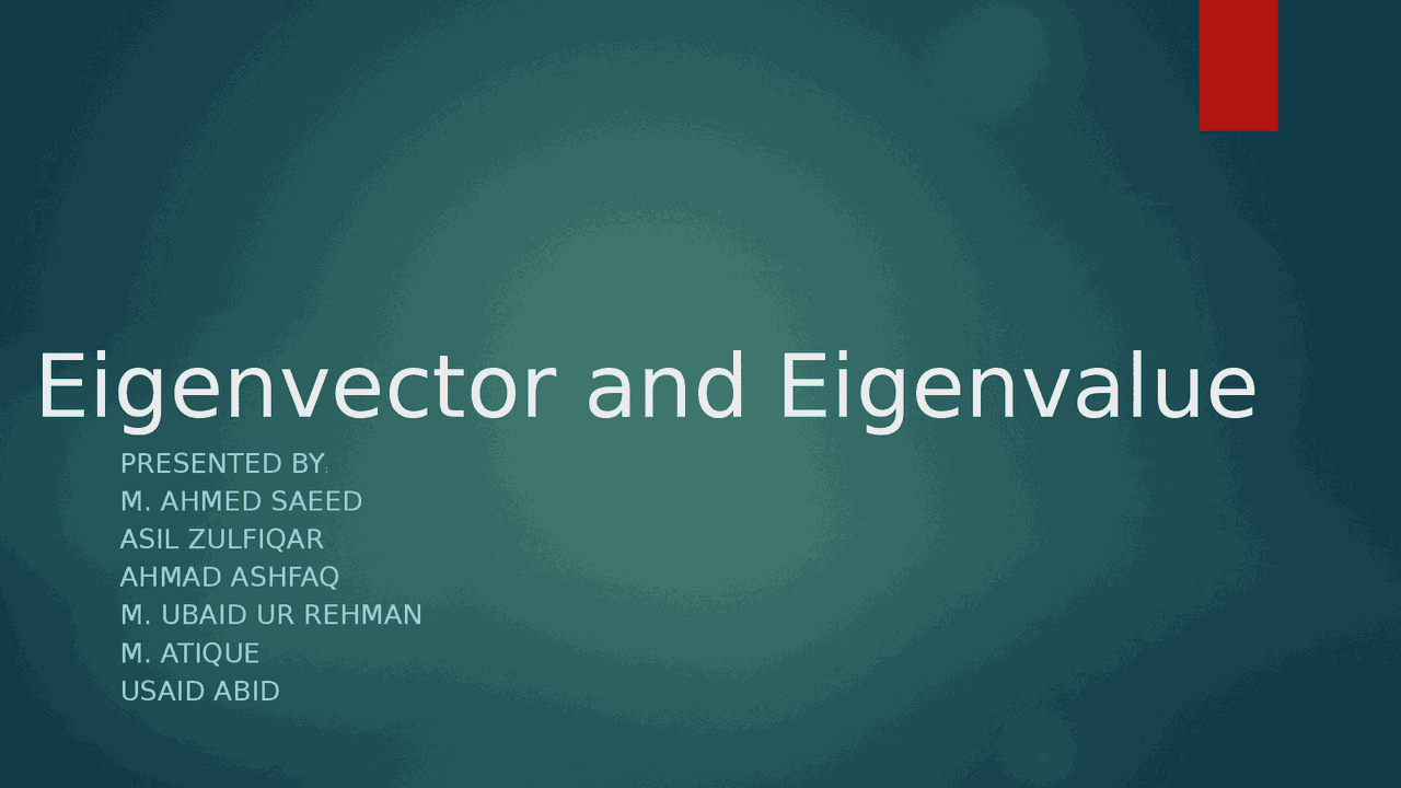 Eigenvectors And Eigenvalues Slides Linear Algebra Docsity