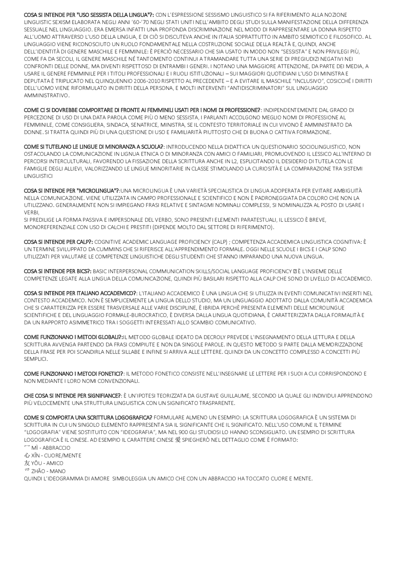 Domande Aperte Glottodidattica Panieri Di Glottologia Docsity