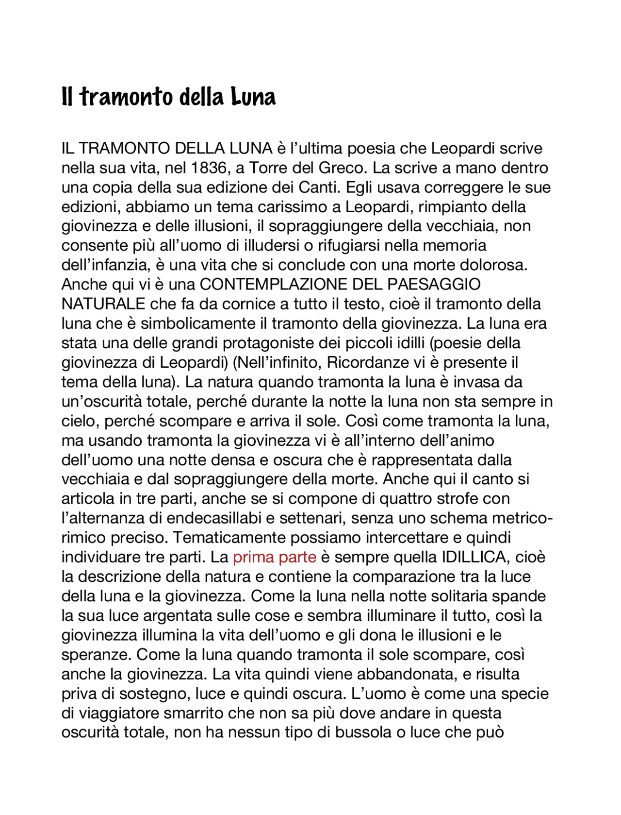 Il tramonto della luna, Giacomo Leopardi | Appunti di Letteratura ...