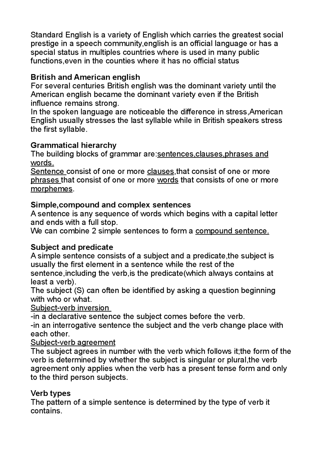 Riassunto libro an essential grammar | Sbobinature di Lingua Inglese | Docsity