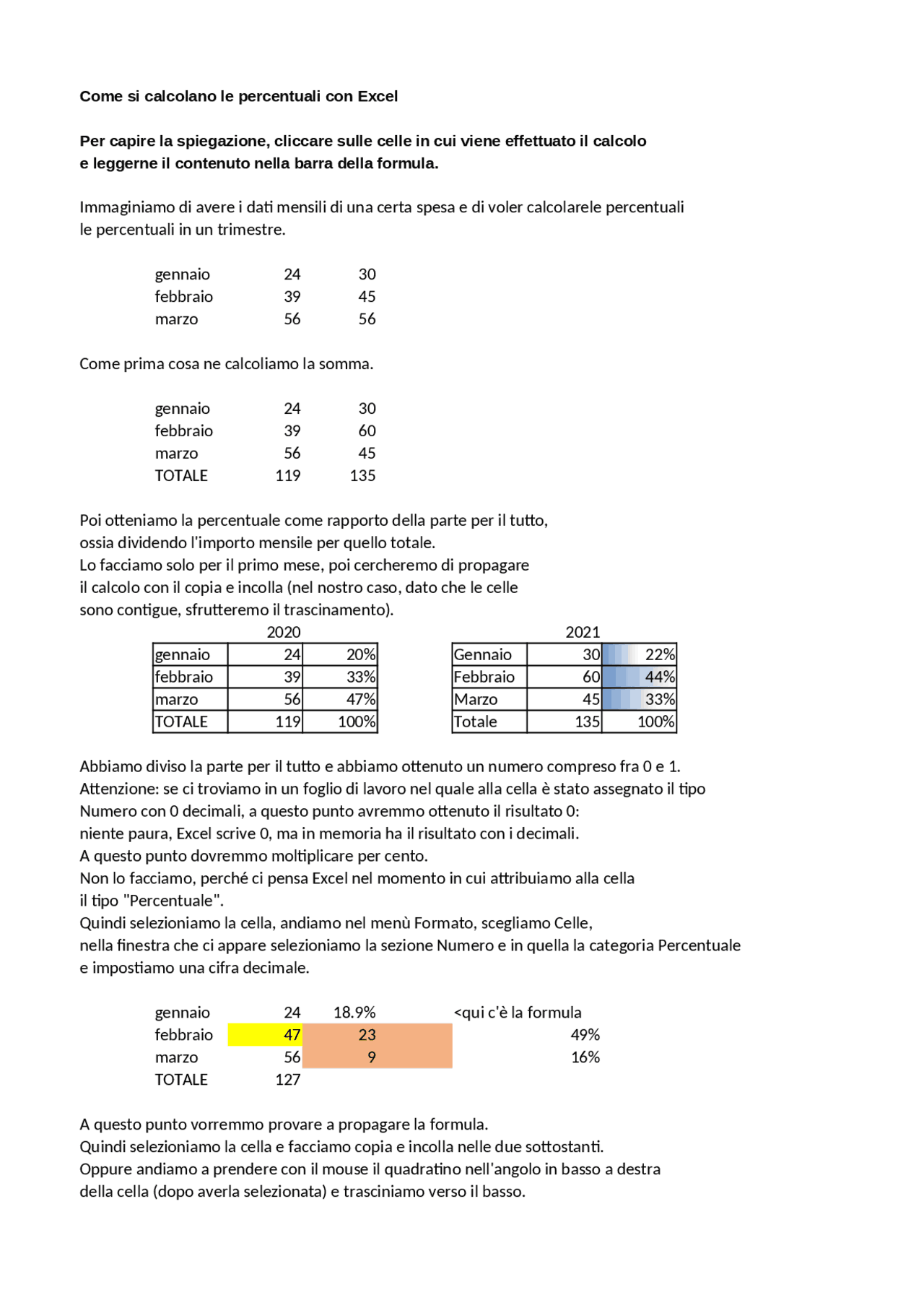 Calcolo in excel del decremento / incremento | Formulari di Matematica ...