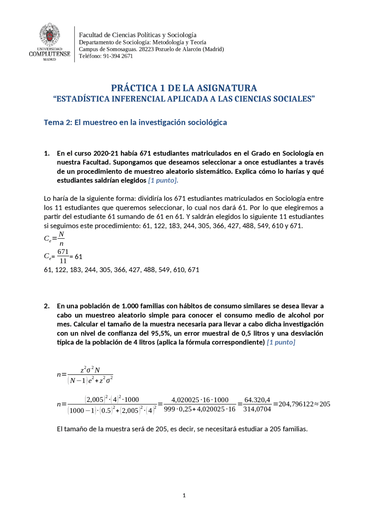 Practica 1estadística Ejercicios De Estadística Docsity