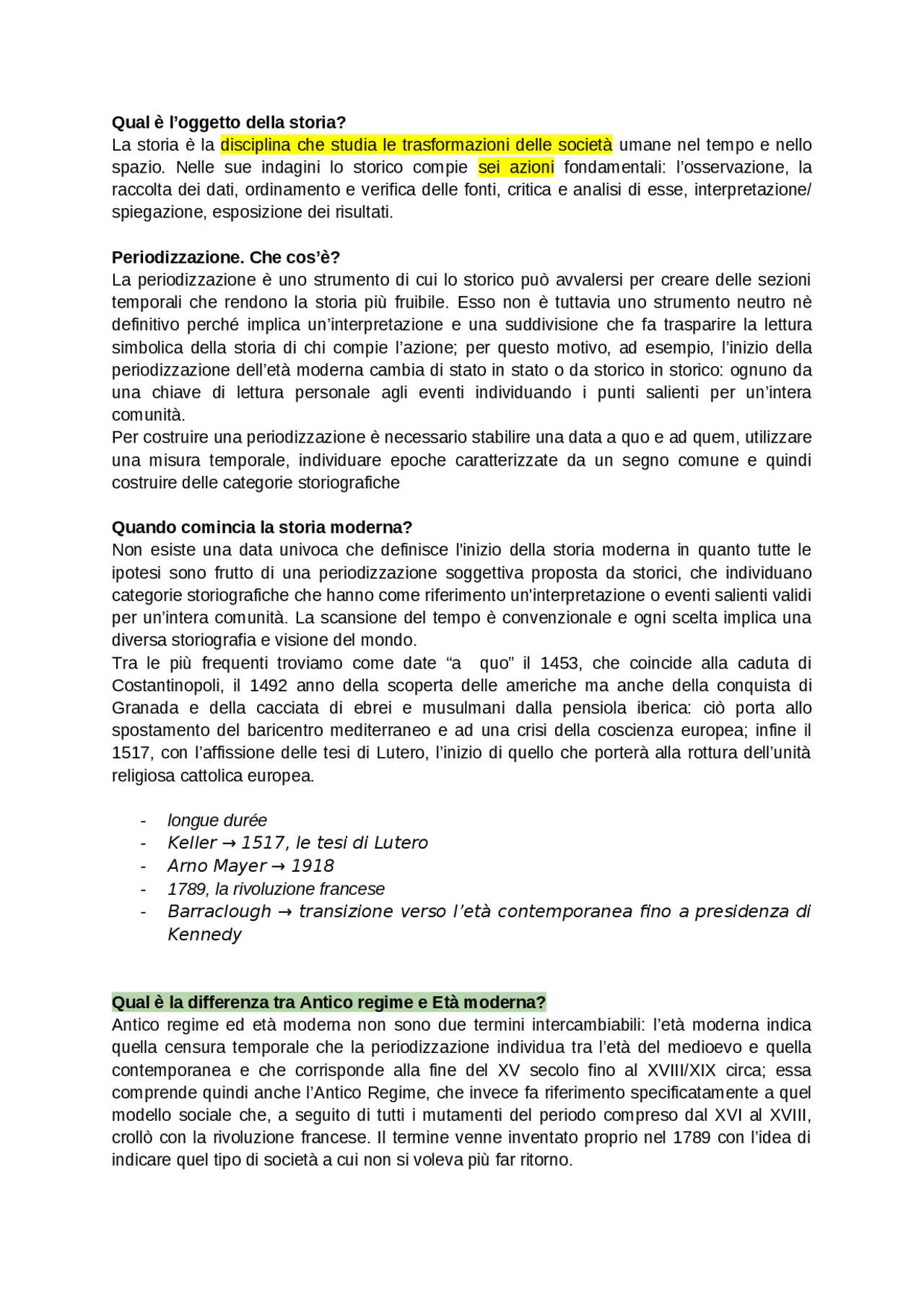 Simulazione Domande Dellesame Scritto Di Storia Moderna Prof