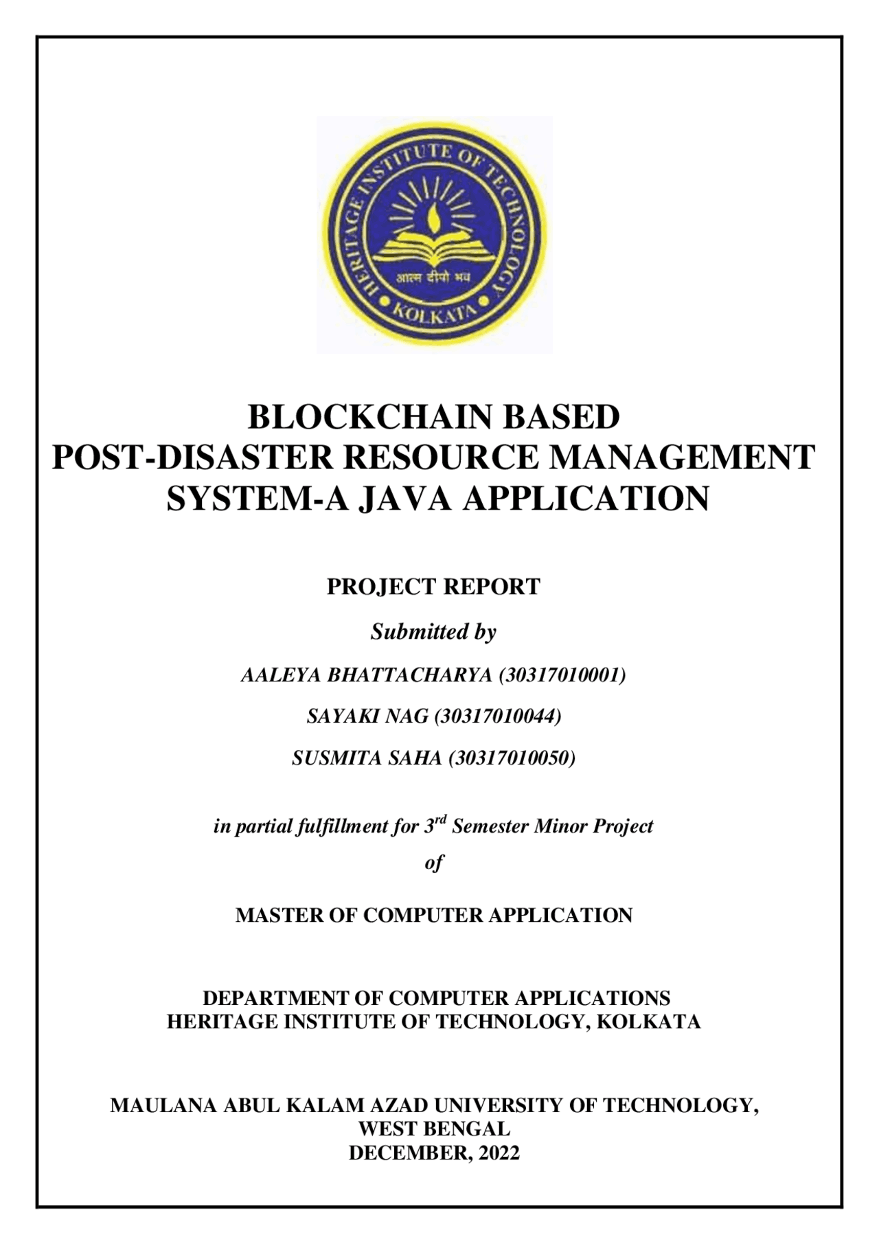 Minor Project Report Thesis Computer Applications Docsity
