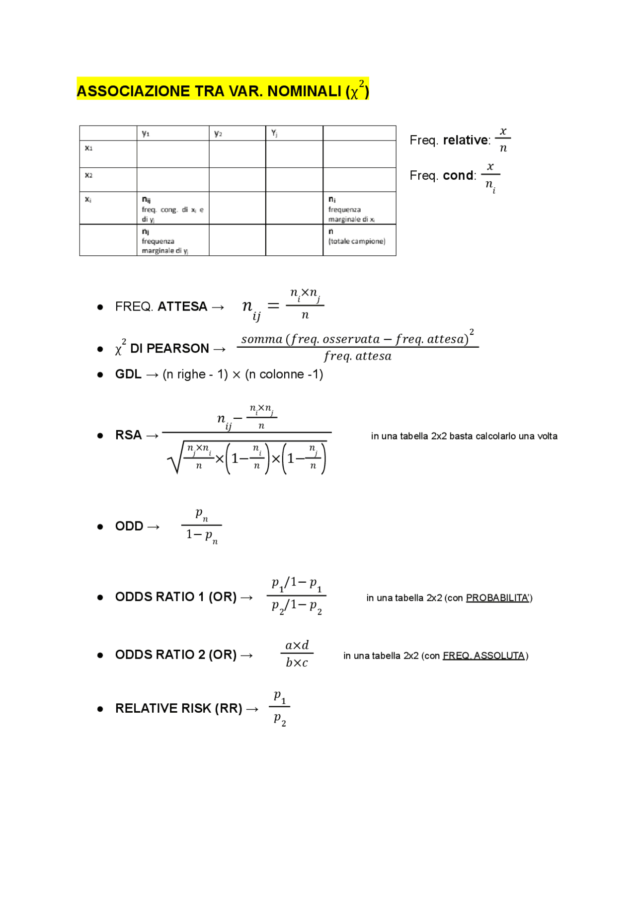 Formulario Secondo Parziale Di Statistica Prof Bacci Formulari Di