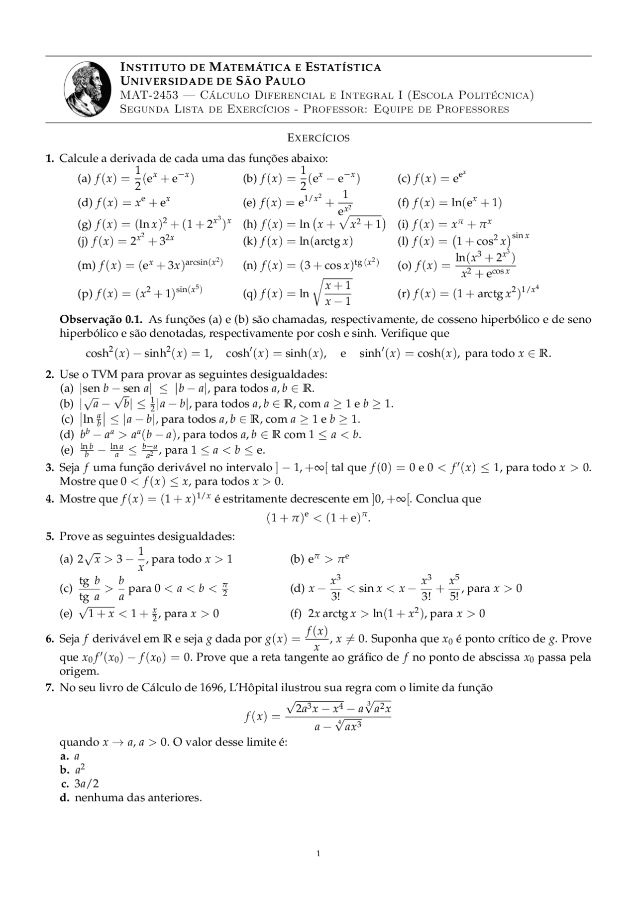 Matematica Exercicios 2 Exercícios Matemática Docsity