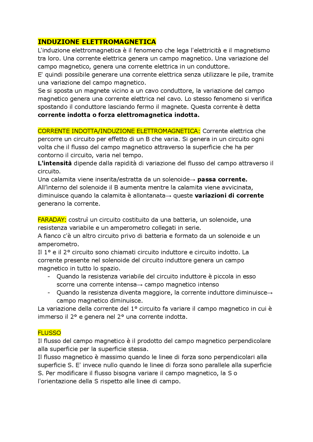 Induzione elettromagnetica | Appunti di Fisica | Docsity