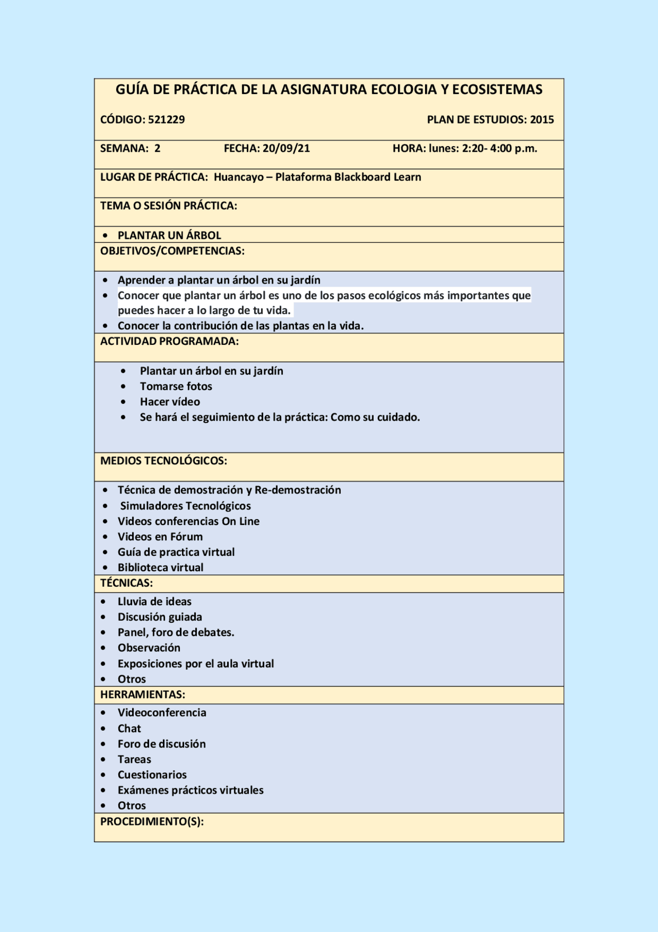 Practica de ecologia y ecosistemas | Ejercicios de Ecología | Docsity