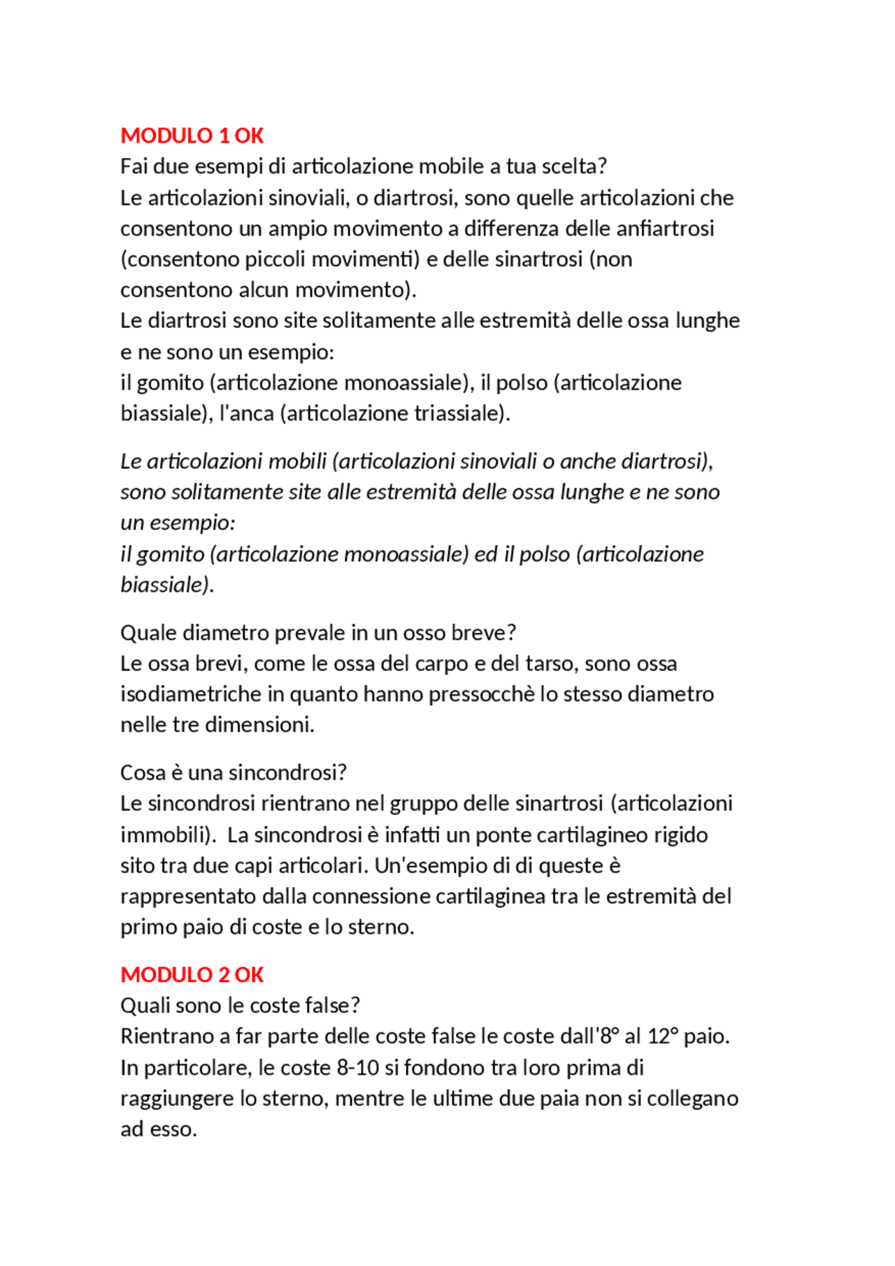 Domande Di Anatomia I Test Dammissione Di Anatomia Docsity