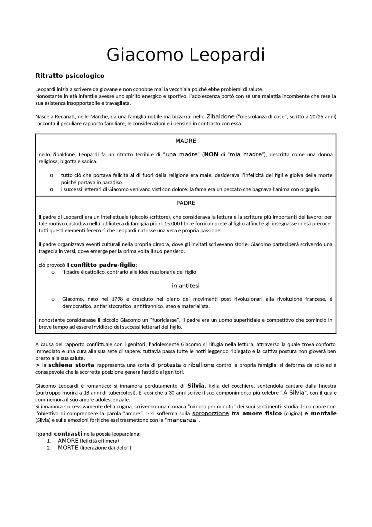 Giacomo Leopardi e poesie | Appunti di Letteratura Italiana | Docsity