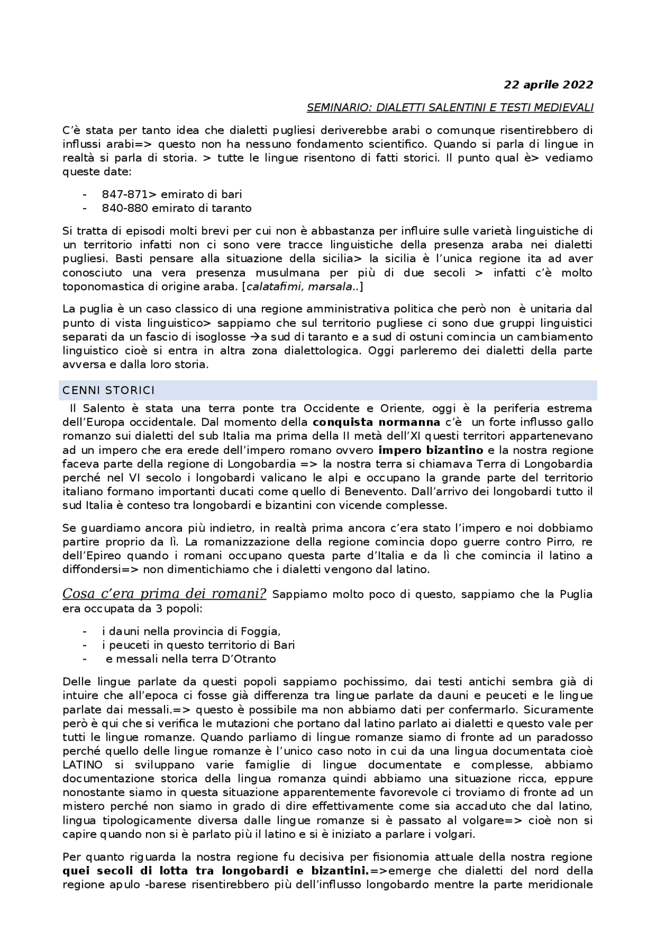 Caratteristiche Dialetti Salentini Schemi E Mappe Concettuali Di