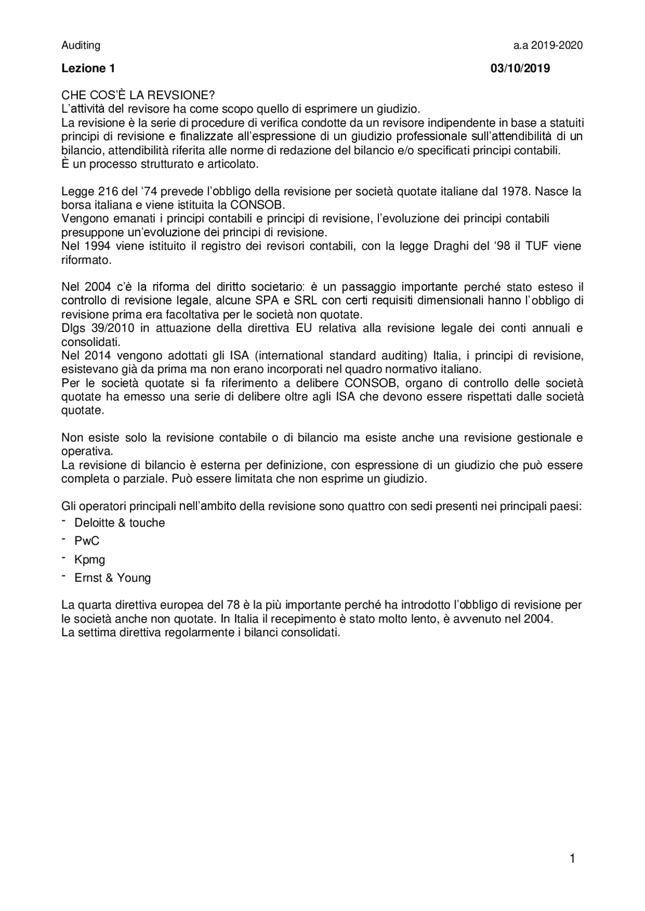 Riassunti Auditing 2019 Schemi E Mappe Concettuali Di Auditing Docsity