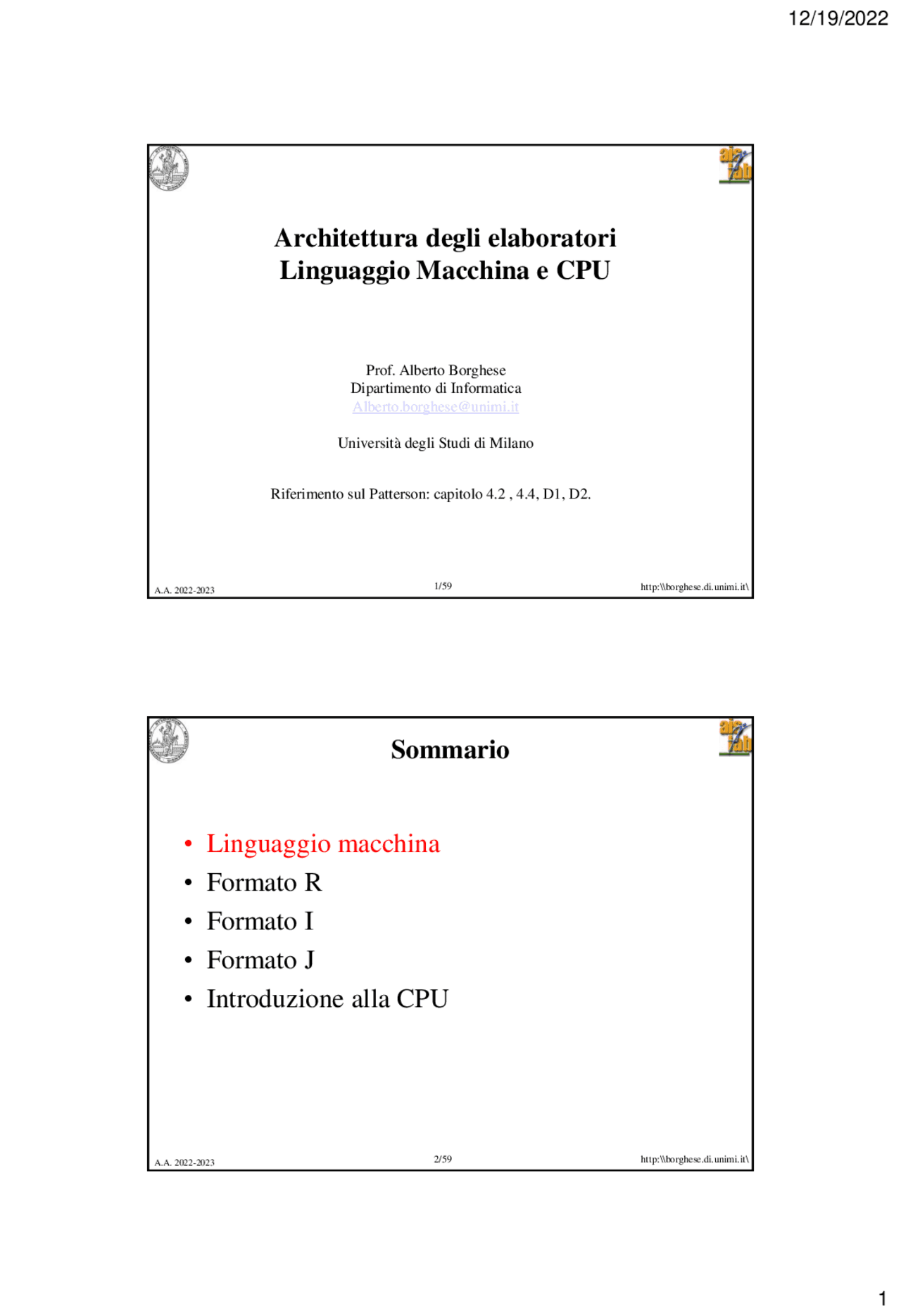Linguaggio macchina e computer | Schemi e mappe concettuali di Informatica Industriale | Docsity
