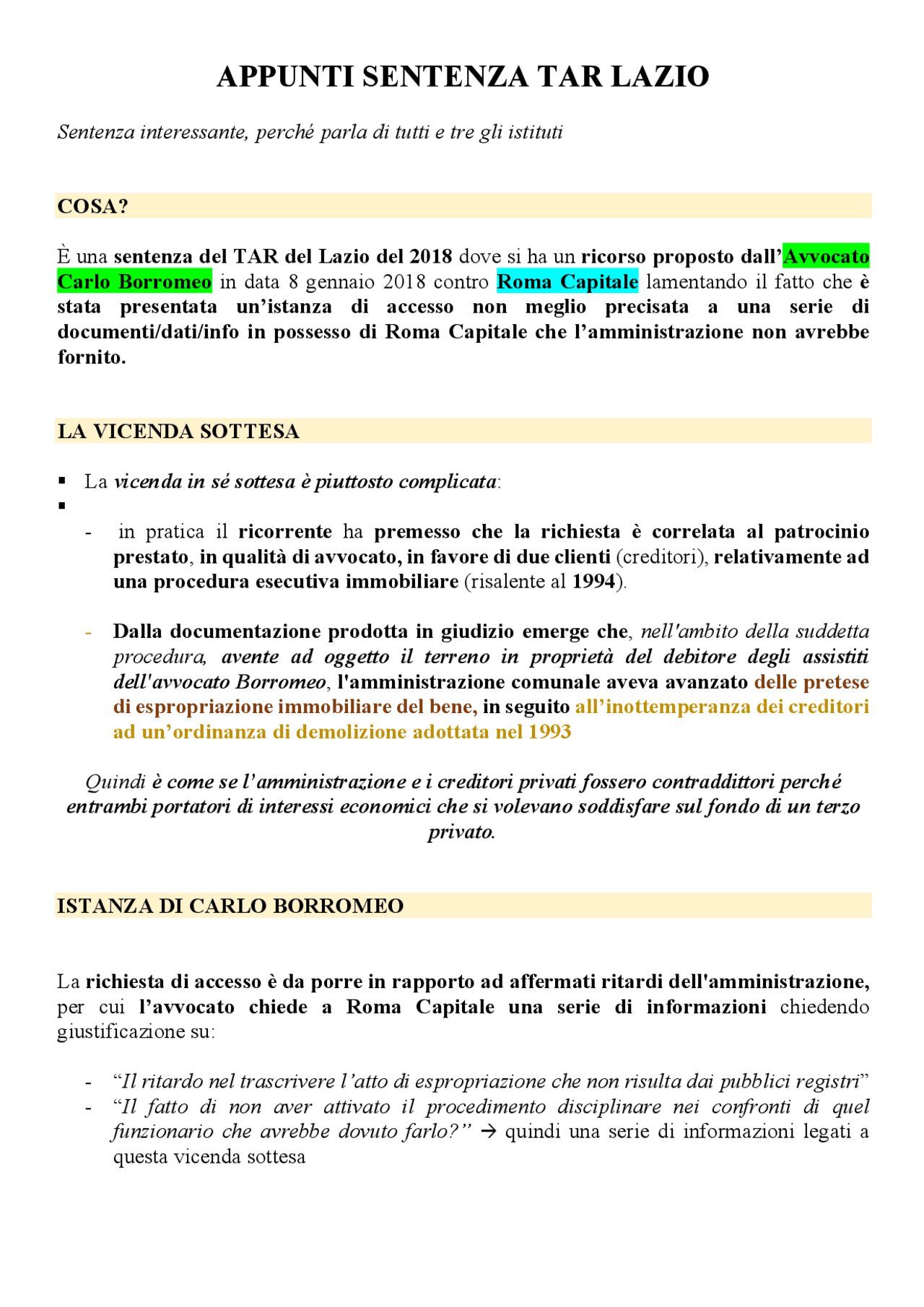 Spiegazione sentenza TAR Lazio | Appunti di Diritto Amministrativo ...