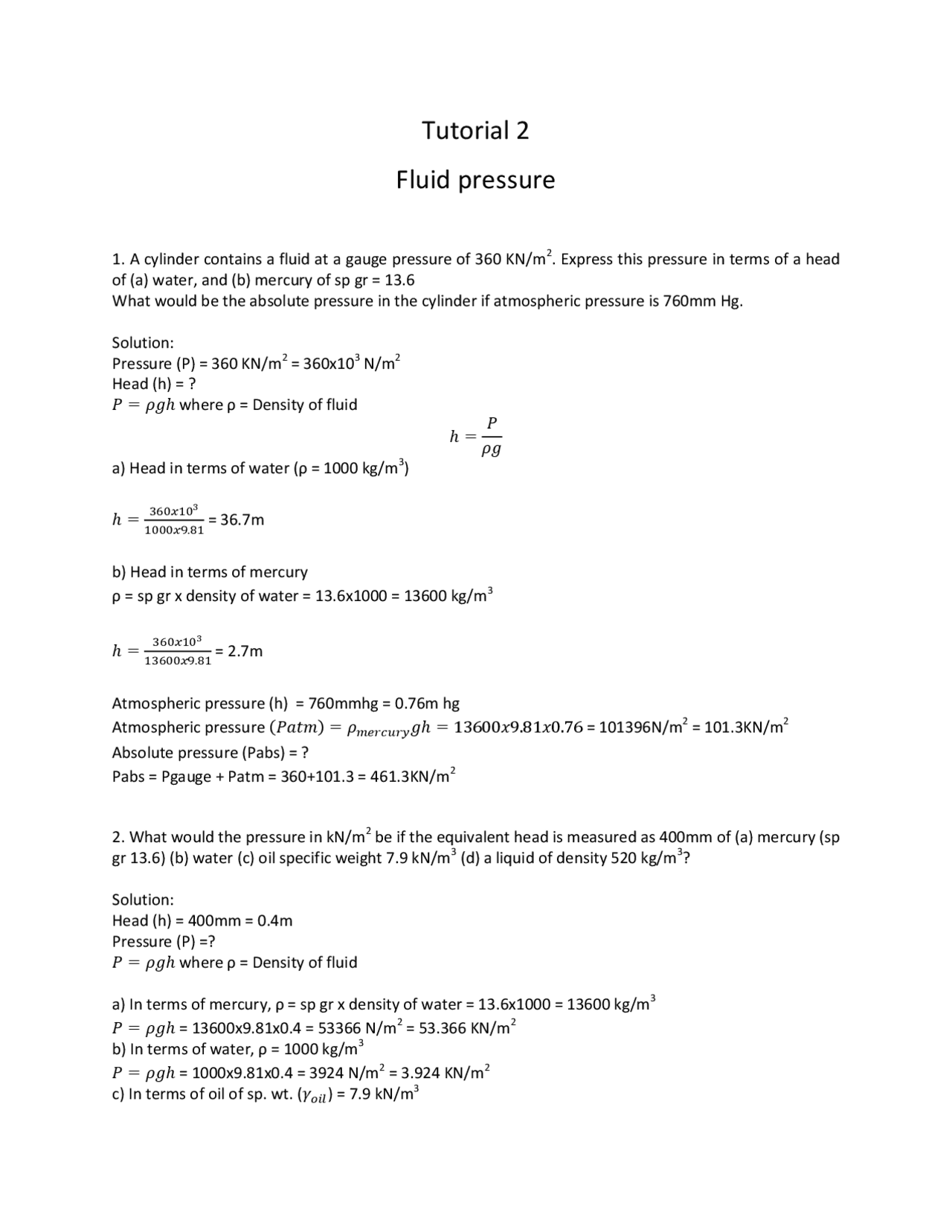 Mathematics Solution Exercises Mathematics Docsity