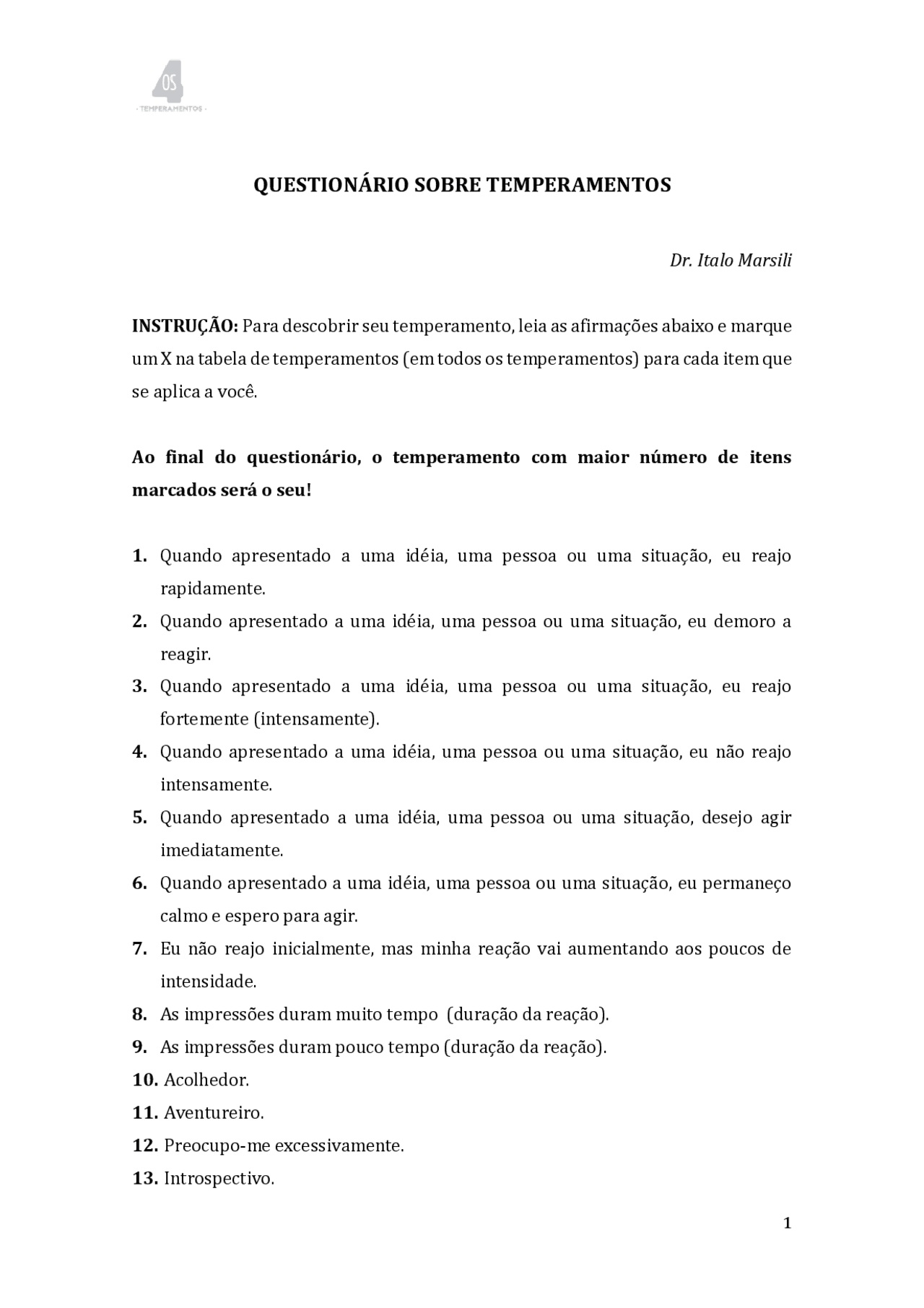 Teste Dos 4 Temperamentos Esquemas Filosofia Docsity
