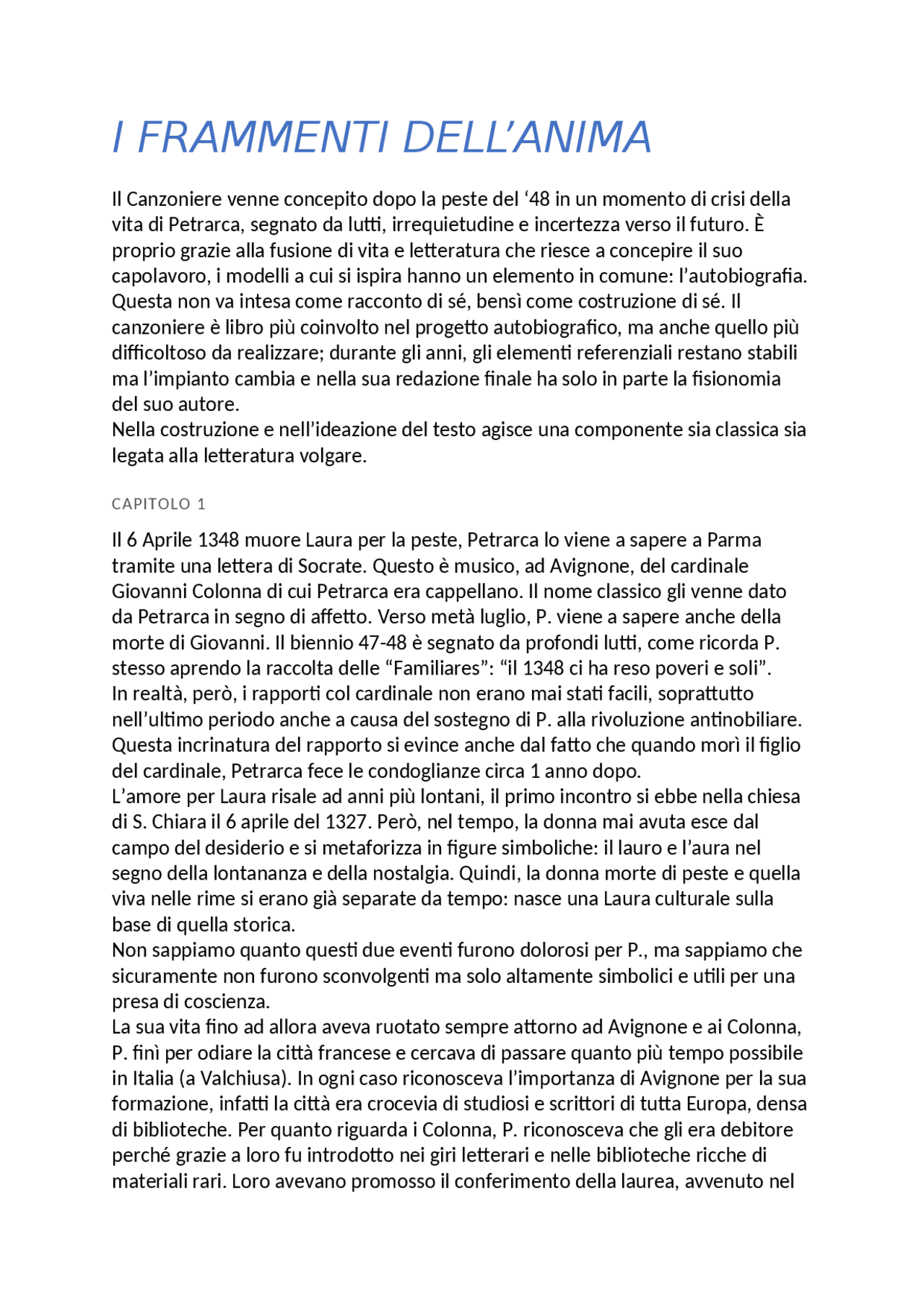 Riassunto "I frammenti dell'anima" di Marco Santagata | Sintesi del ...