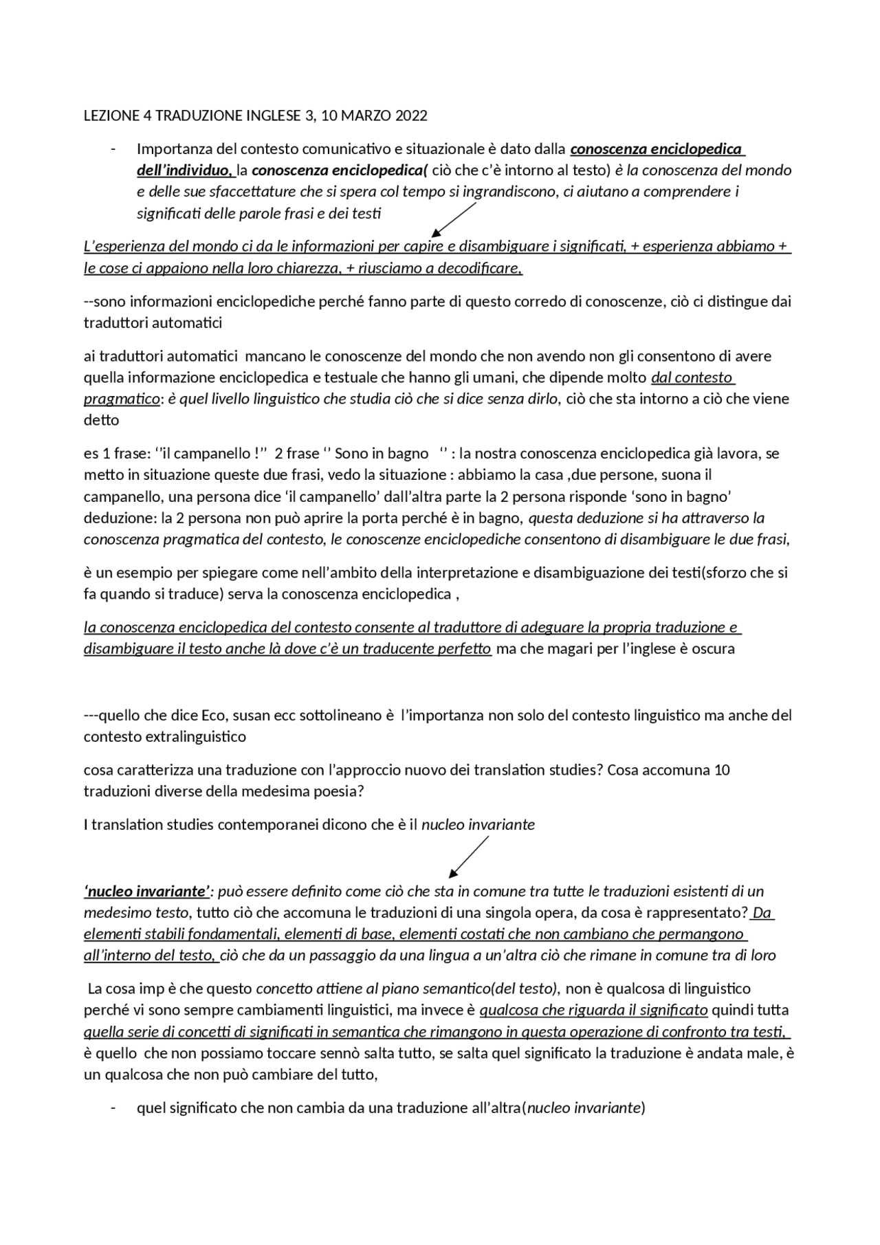 TRADUZIONE INGLESE 3 LEZIONE 4 Appunti Di Lingua Inglese Docsity