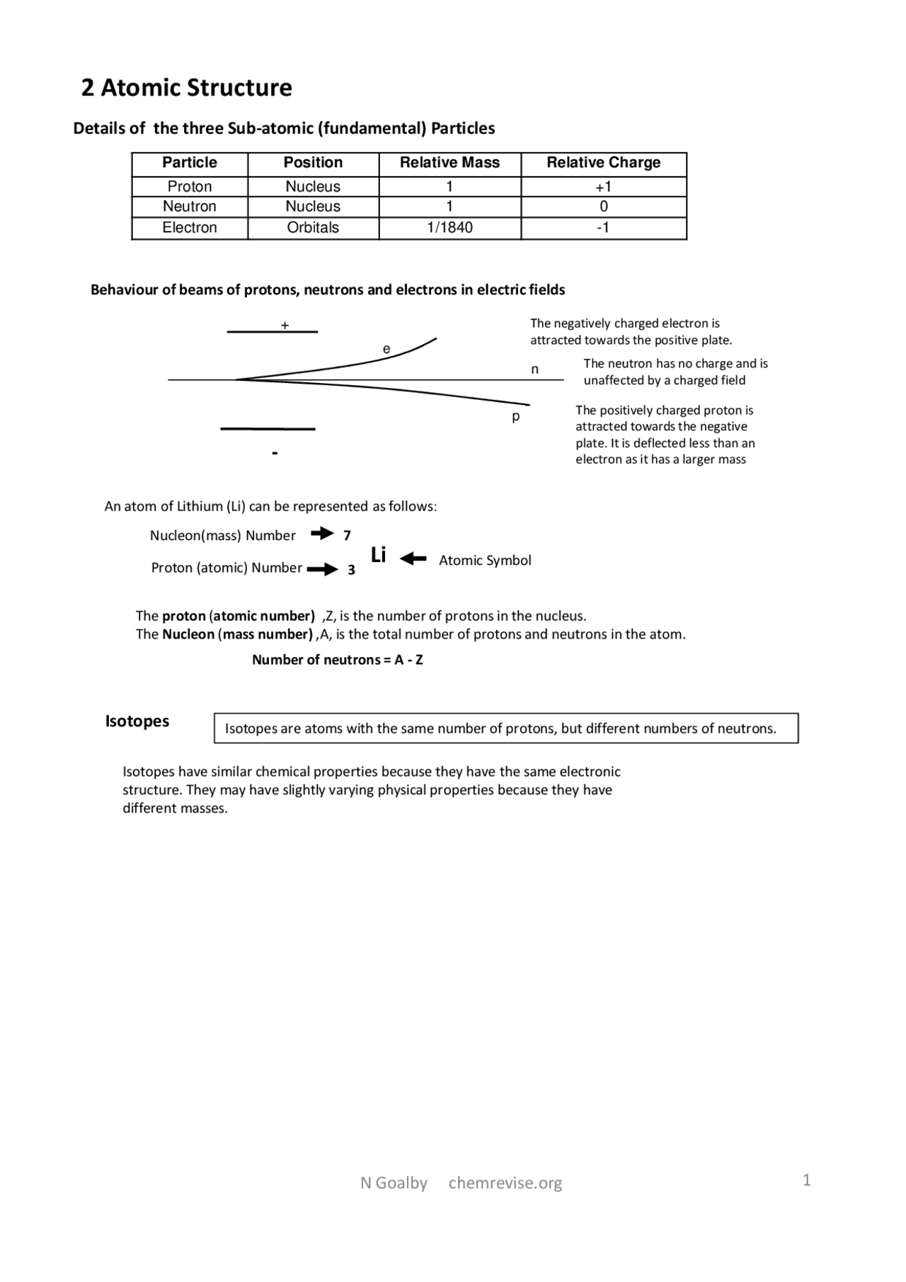 CIE Atomic Structure | Study notes Chemistry | Docsity