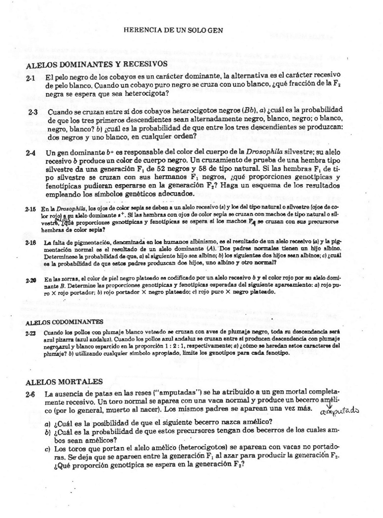 Ejercicios De Genética Ejercicios De Genética Docsity