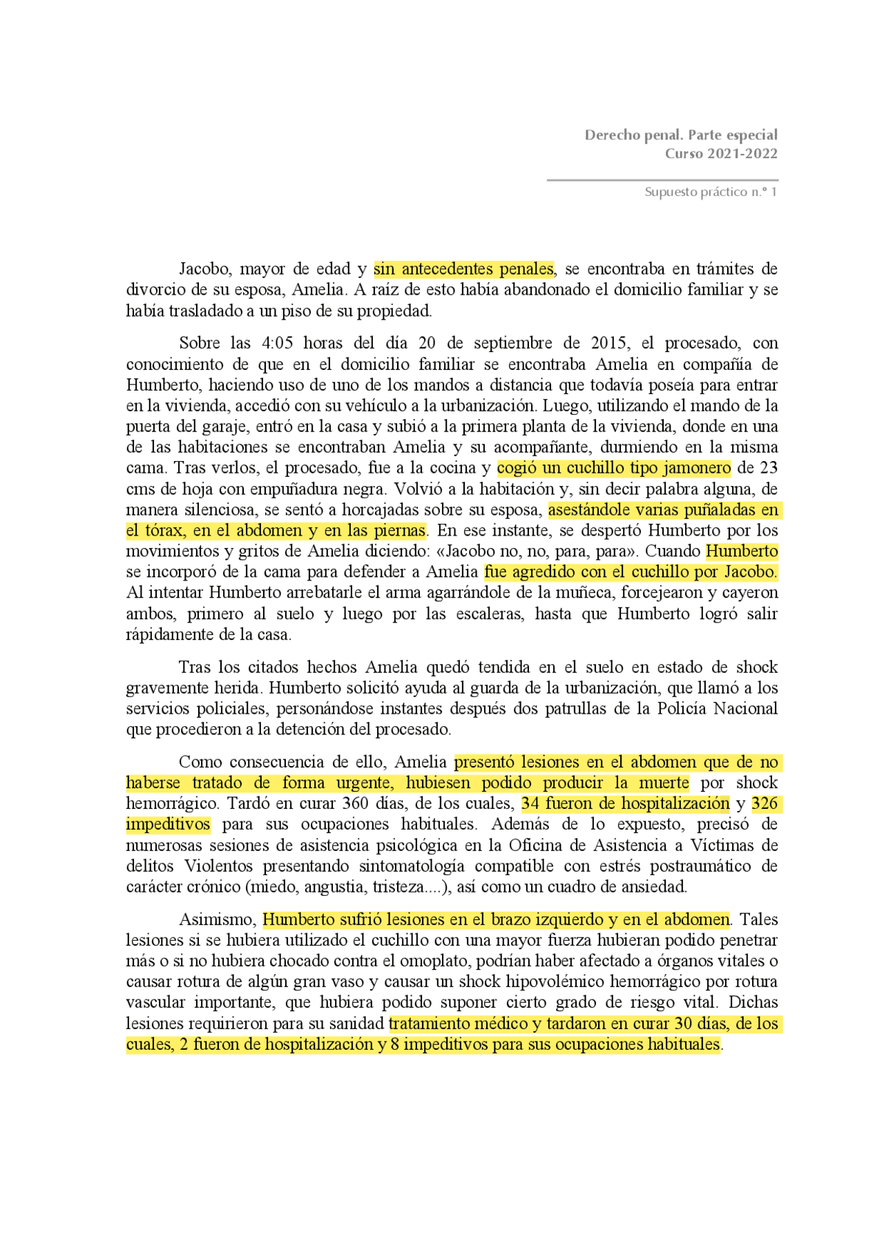 Practicas De Derecho Penal Especial Ejercicios De Derecho Penal Docsity