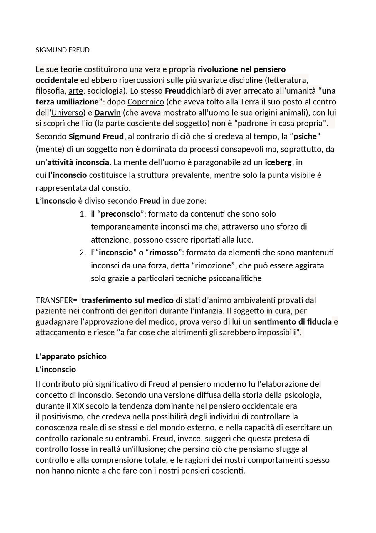 Un Breve Riassunto Di Freud Appunti Di Psicologia Docsity