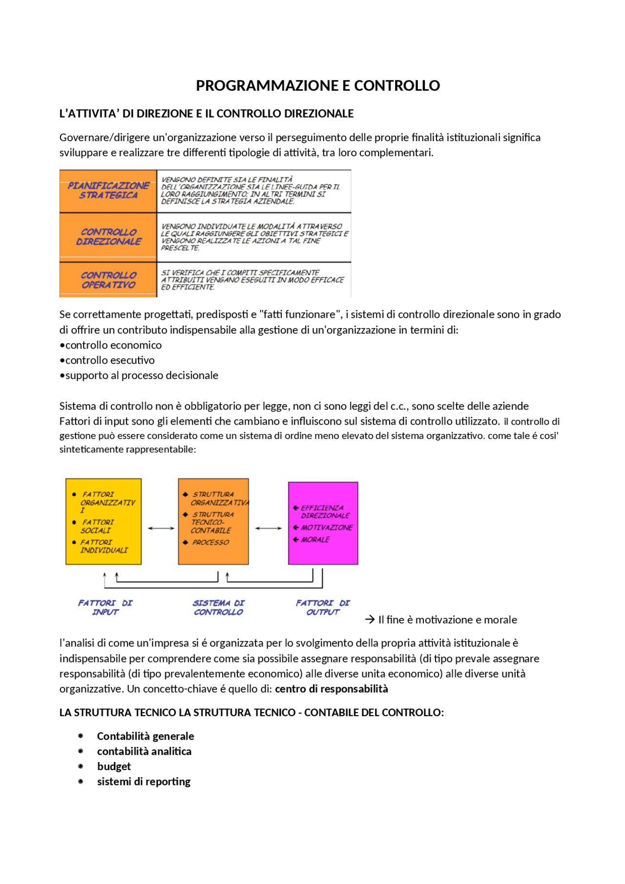 Programmazione E Controllo Appunti Di Programmazione E Controllo
