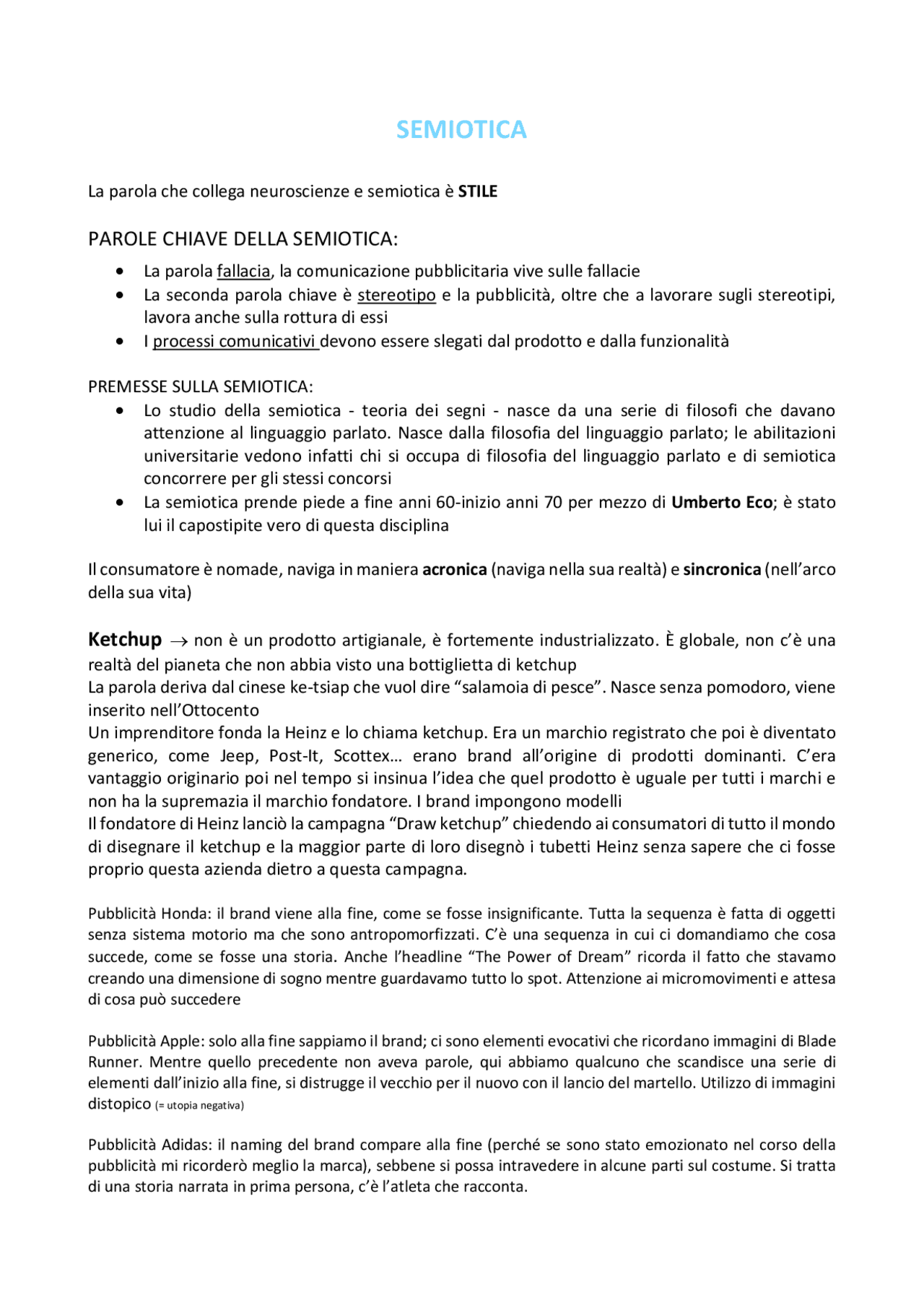 Appunti di semiotica SAA - Principi di comunicazione | Appunti di Semiotica | Docsity