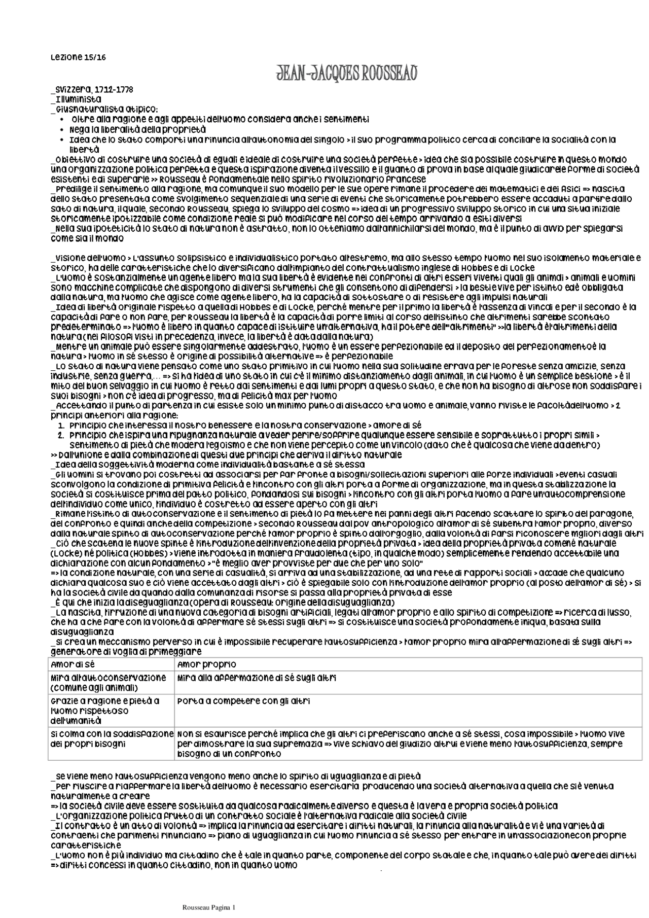 Jean Jaque Rousseau Sintesi Del Corso Di Filosofia Del Diritto Docsity