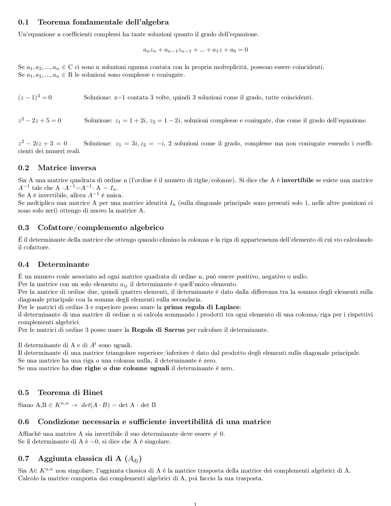 Matrici Sistemi Lineari Geometria 1 Appunti Di Geometria I Docsity
