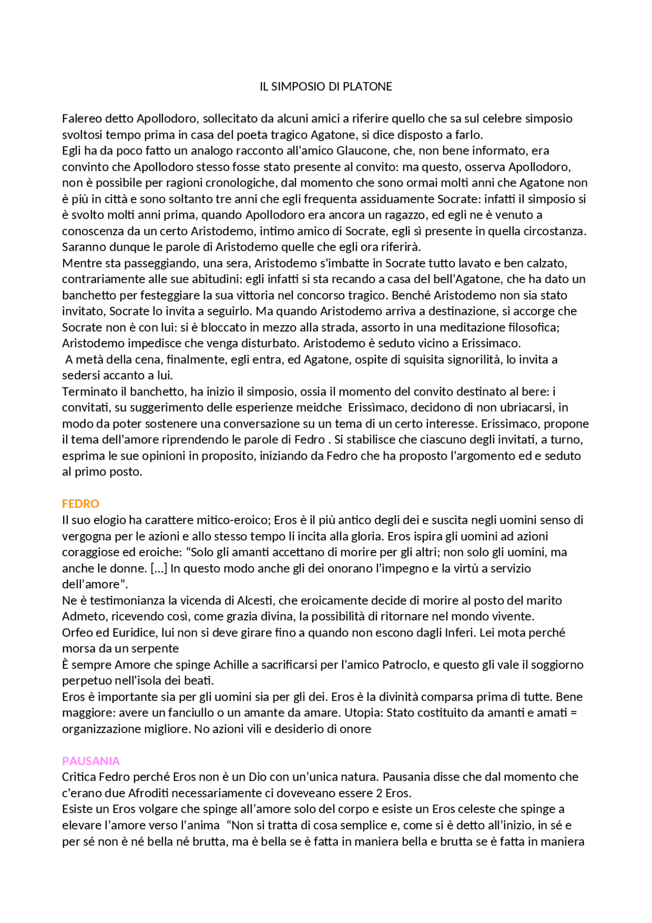 Il Simposio Di Platone Appunti Di Filosofia Docsity