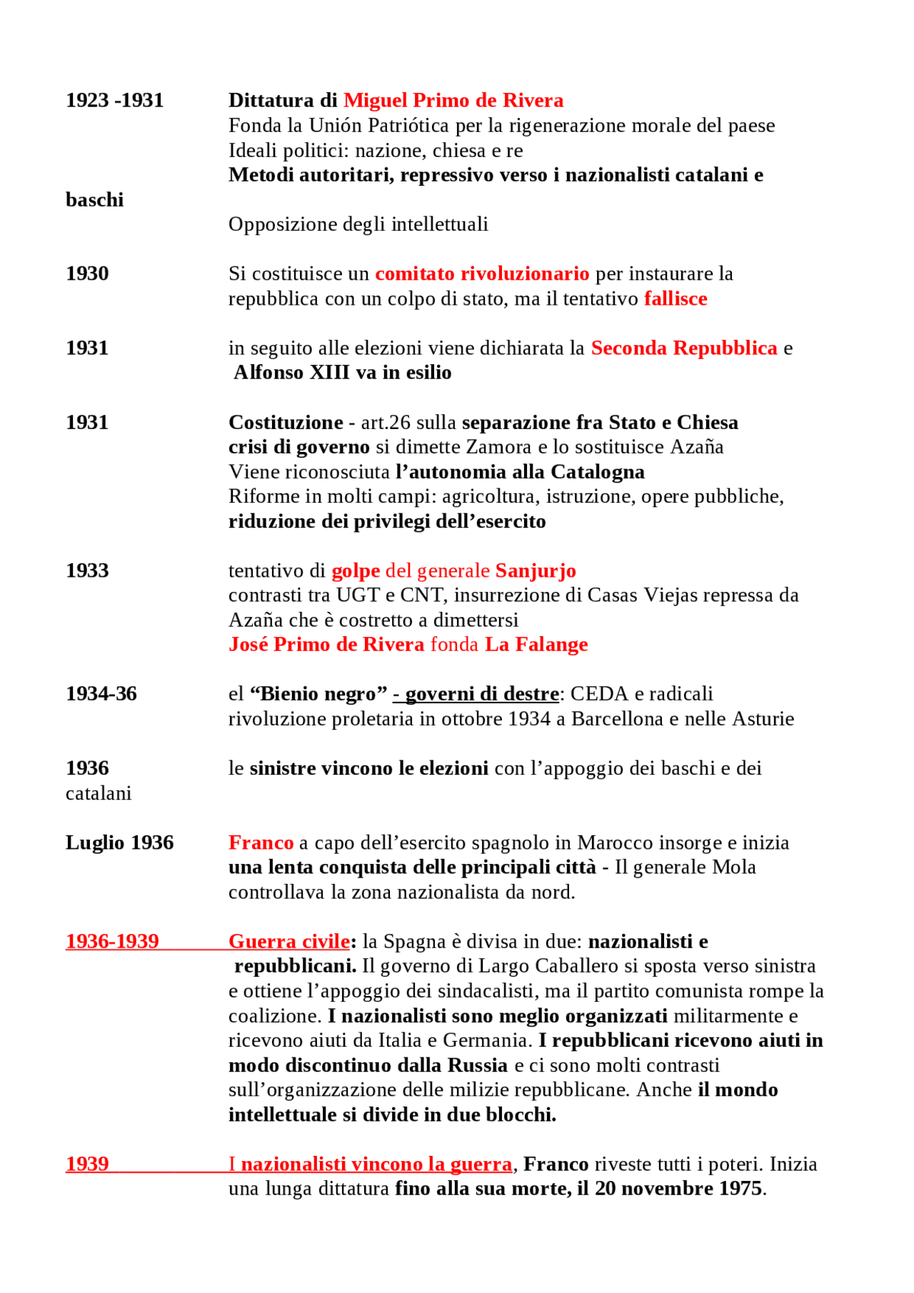 Schema Storia 1923 1939 Schemi E Mappe Concettuali Di Storia Docsity