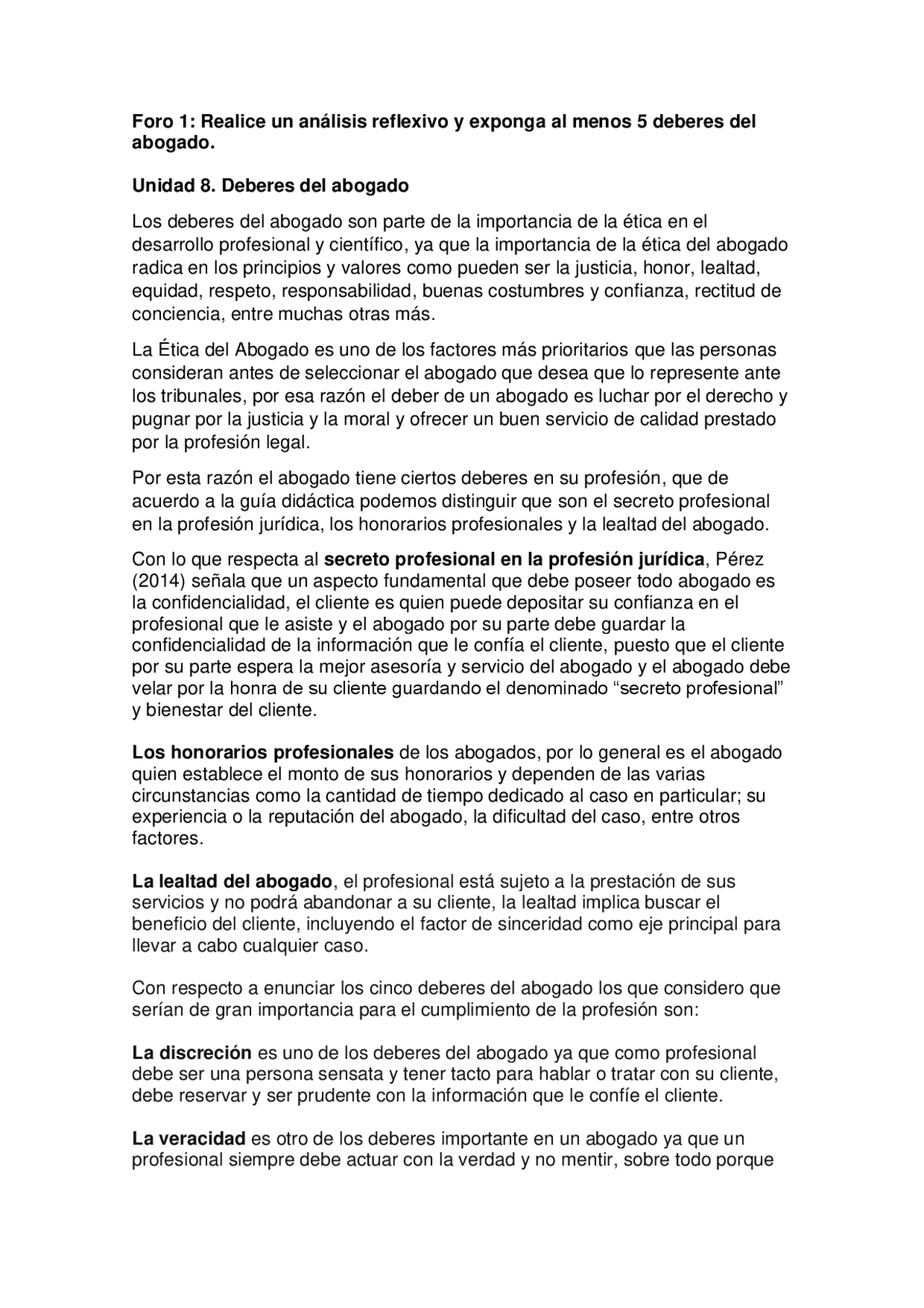 Analisis Reflexivo 5 Deberes Dispense Di Diritto Docsity