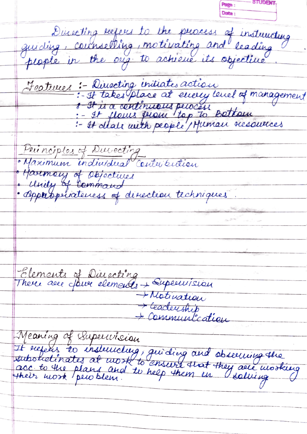 Directing And Its Content In Brief Lecture Notes Business Docsity