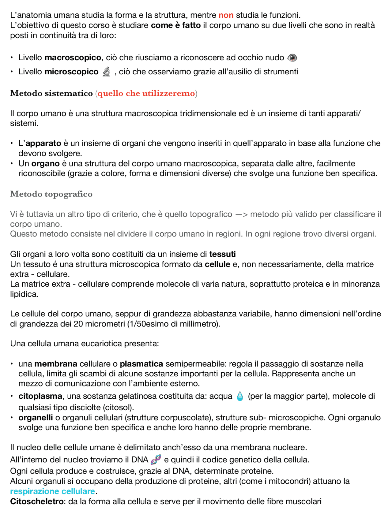 Introduzione E Apparato Circolatorio Sbobinature Di Anatomia Docsity