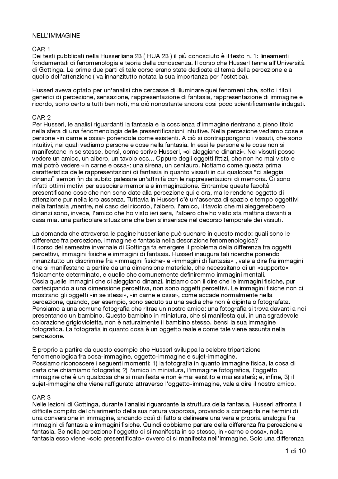 Riassunto del manuale "Nell'Immagine" | Appunti di Estetica | Docsity